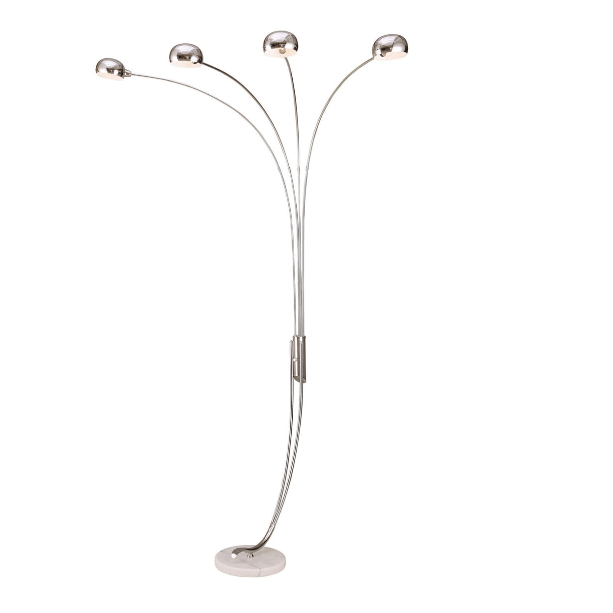 Modern Metal Arch Lamp with 4 Lights and Marble Base, Silver - Saltoro ...