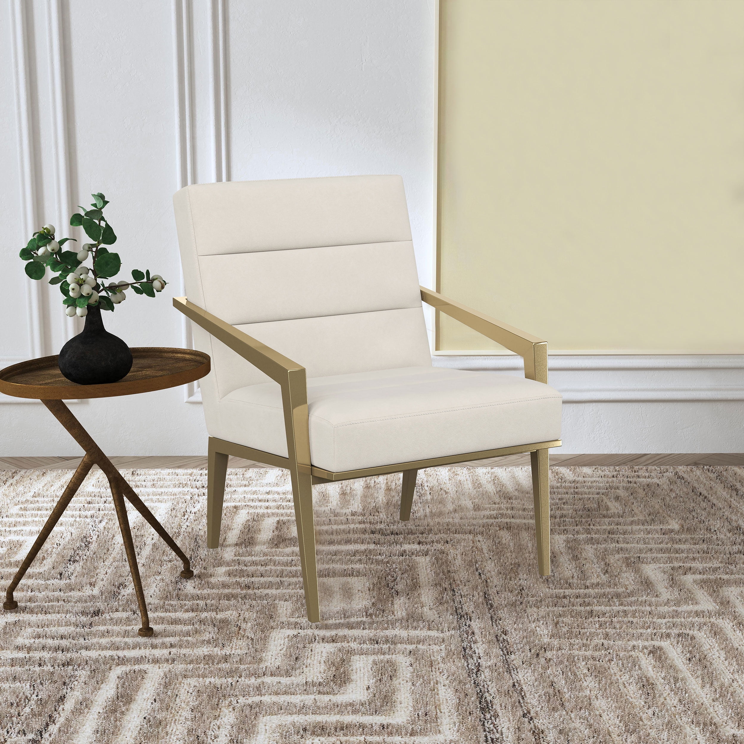 Modern Metal Arm Accent Chair – 33.5" Tall – Gold Angular Frame ...