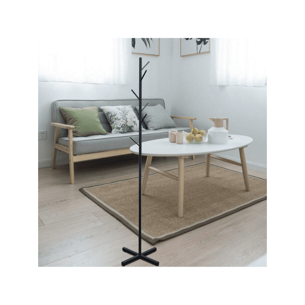 Modern Metal Coat Rack Free Standing 7 Hooks Hall Tree In Corner, Hat ...