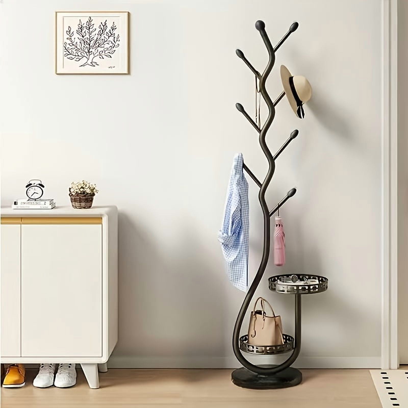 Modern Metal Double Layer Freestanding Clothes Rack, With Shelf ...