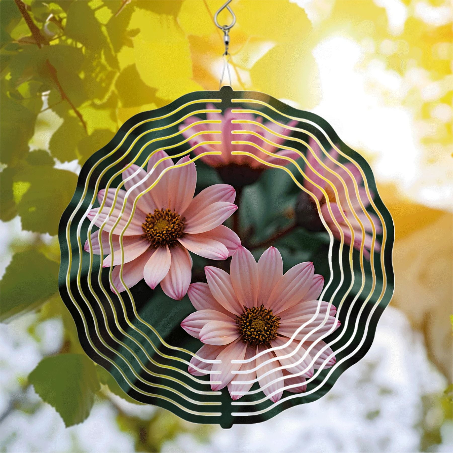 Modern Metal Hanging Wind Spinners with Abstract Circular Pattern and ...