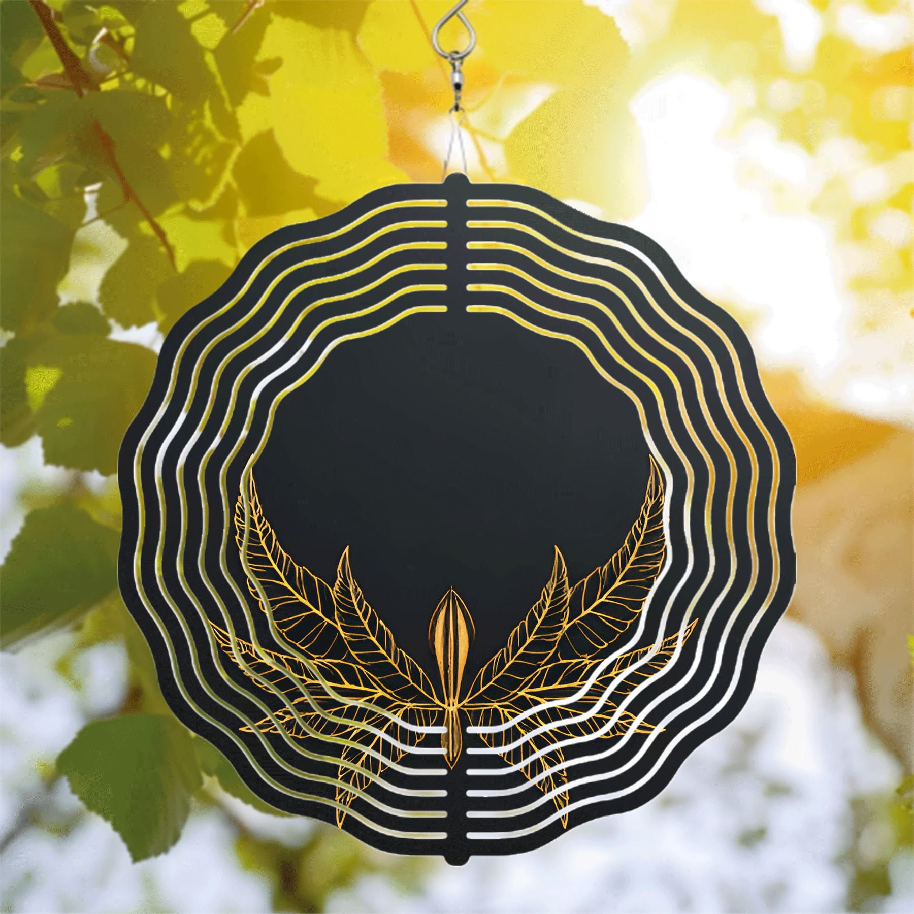 Modern Metal Hanging Wind Spinners with Concentric Wave Patterns ...