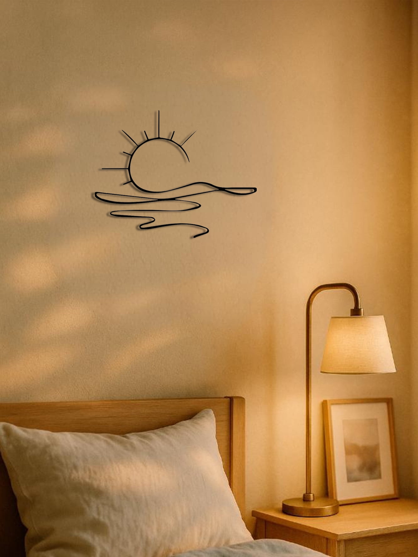 Modern Metal Iron Wall Art, Abstract Sun Line Wall Decor, Minimalist ...