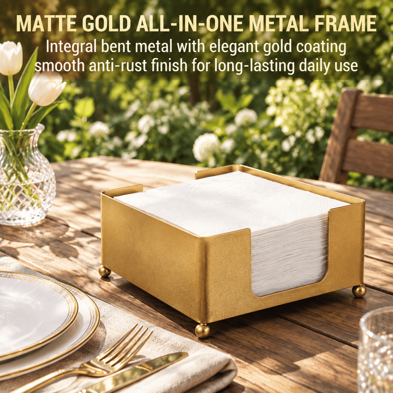 Modern Metal Square Napkin Holder With-tone Finish Tabletop Flat ...