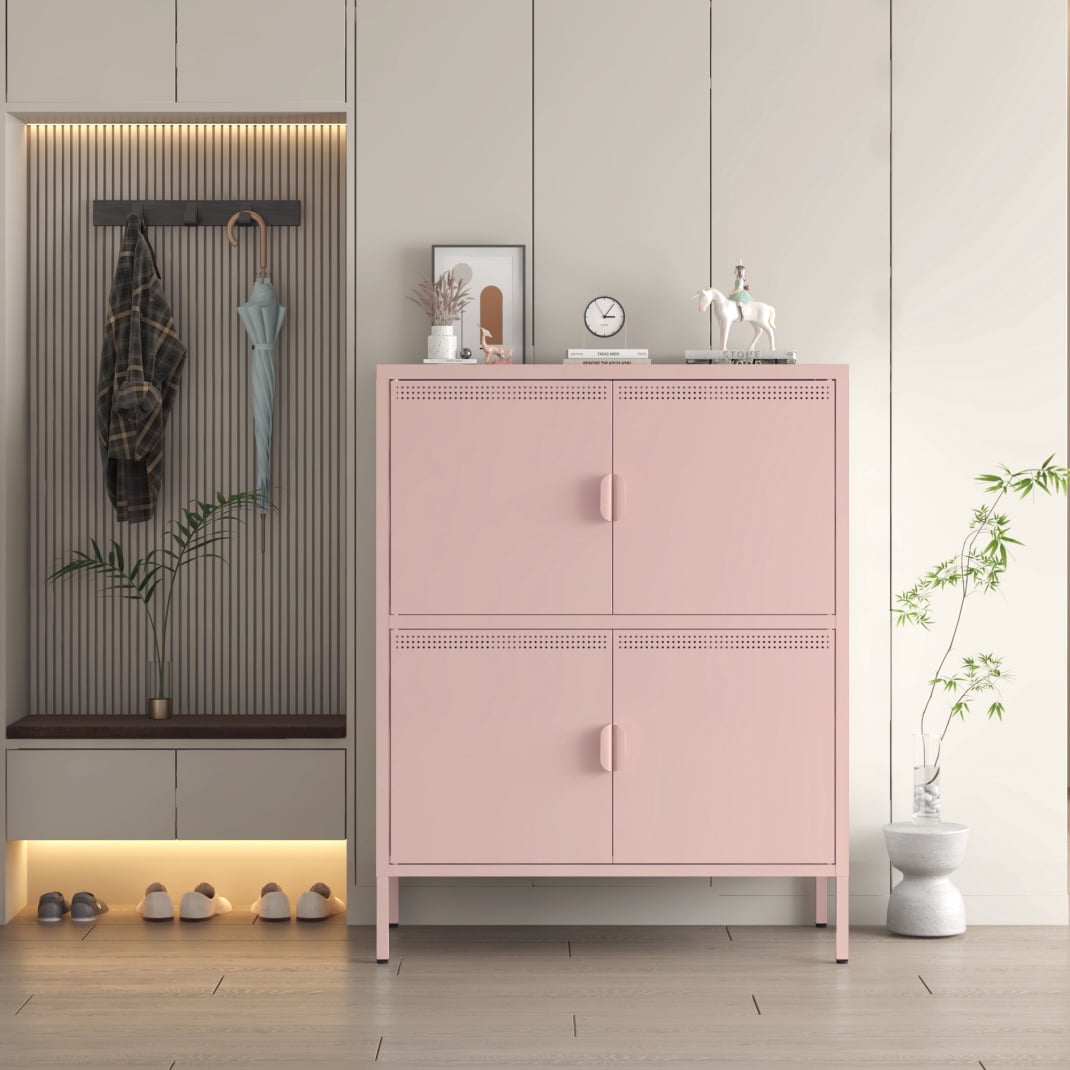 Modern Metal Storage 4-Door Locker Cabinet, Free Standing Sideboard ...