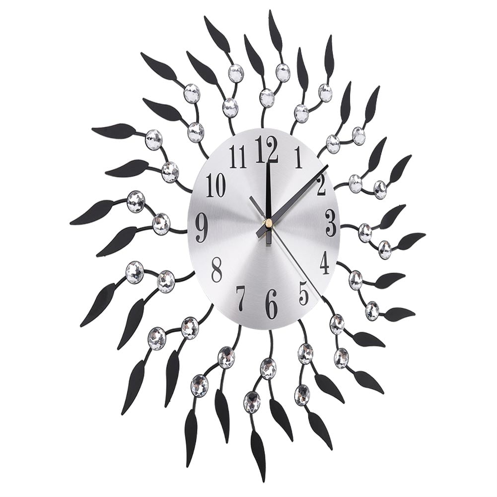 Modern Metal Wall Clock Rhinestone Home Office Decor Silent metal wall ...