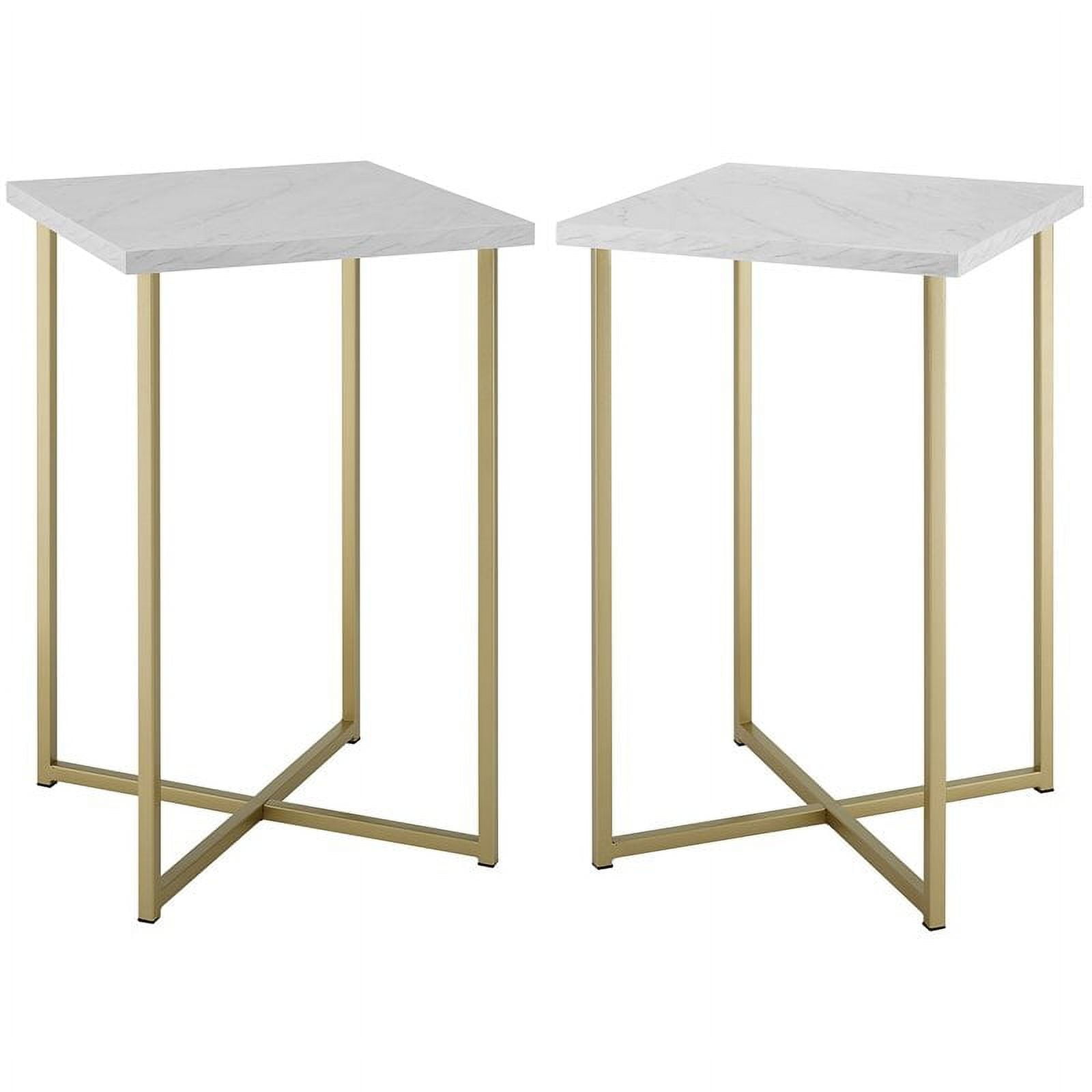 Walker Edison Modern Glam 2-Piece Metal and Wood Square Accent Tables ...