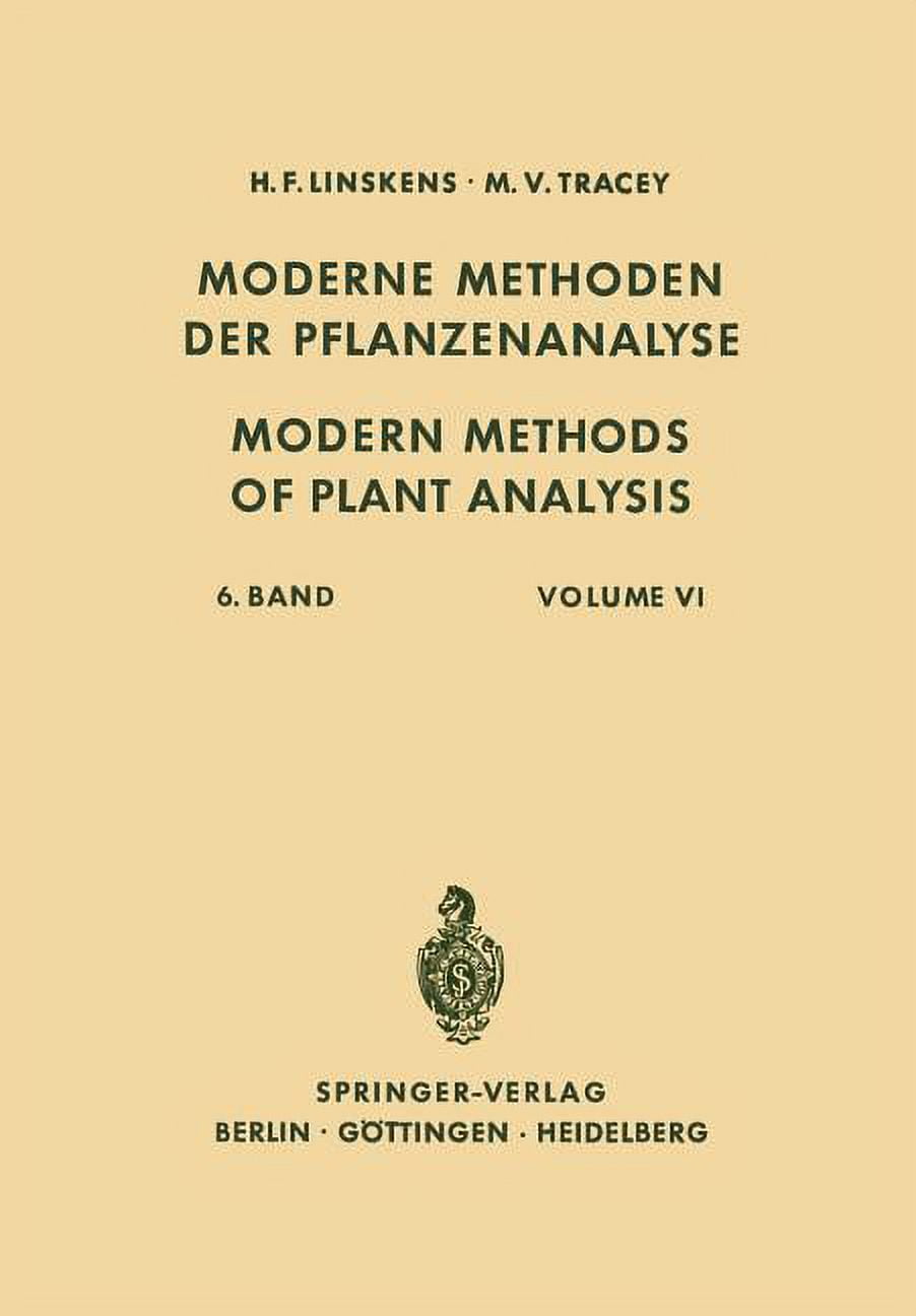 Modern Methods of Plant Analysis Moderne Methoden Der Pflanz: Modern ...