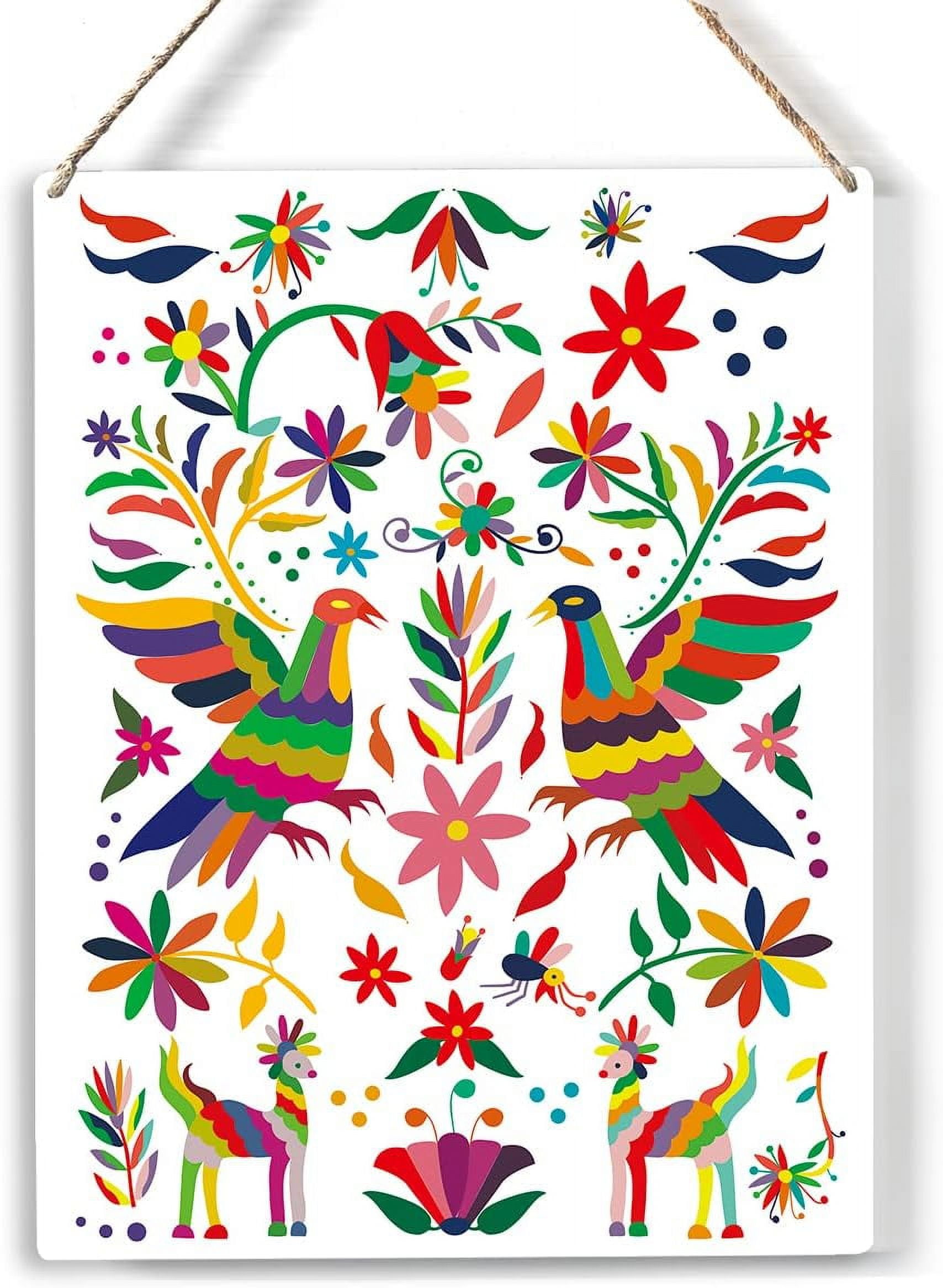 Modern Mexican Pattern Wood Sign Colorful Mexican Wooden Signs Rustic ...