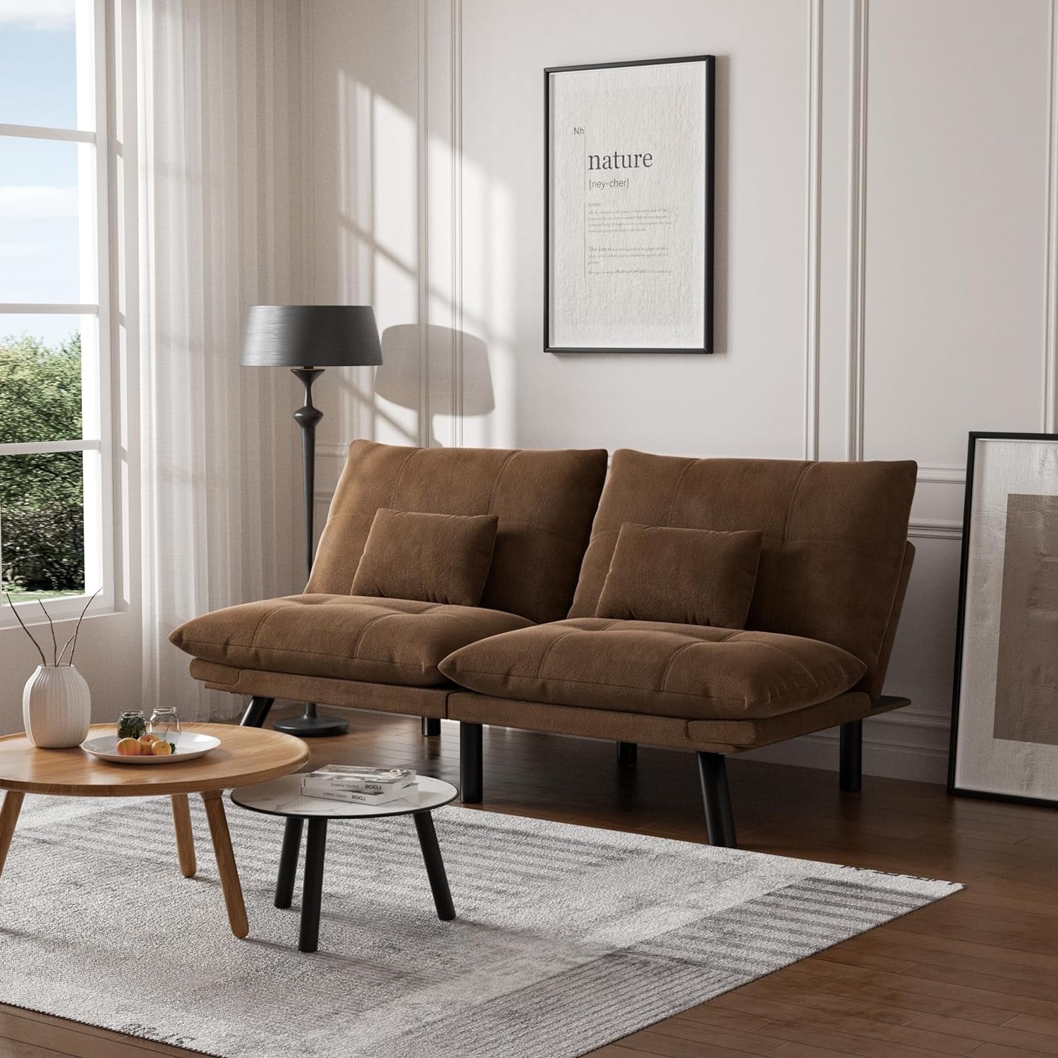 Modern Microfiber Convertible Folding Futon Couch Sofa Bed with ...