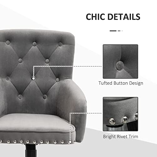 Modern Mid -Back Desk Chair With Button Tufted Velvet Back, Nailhead ...