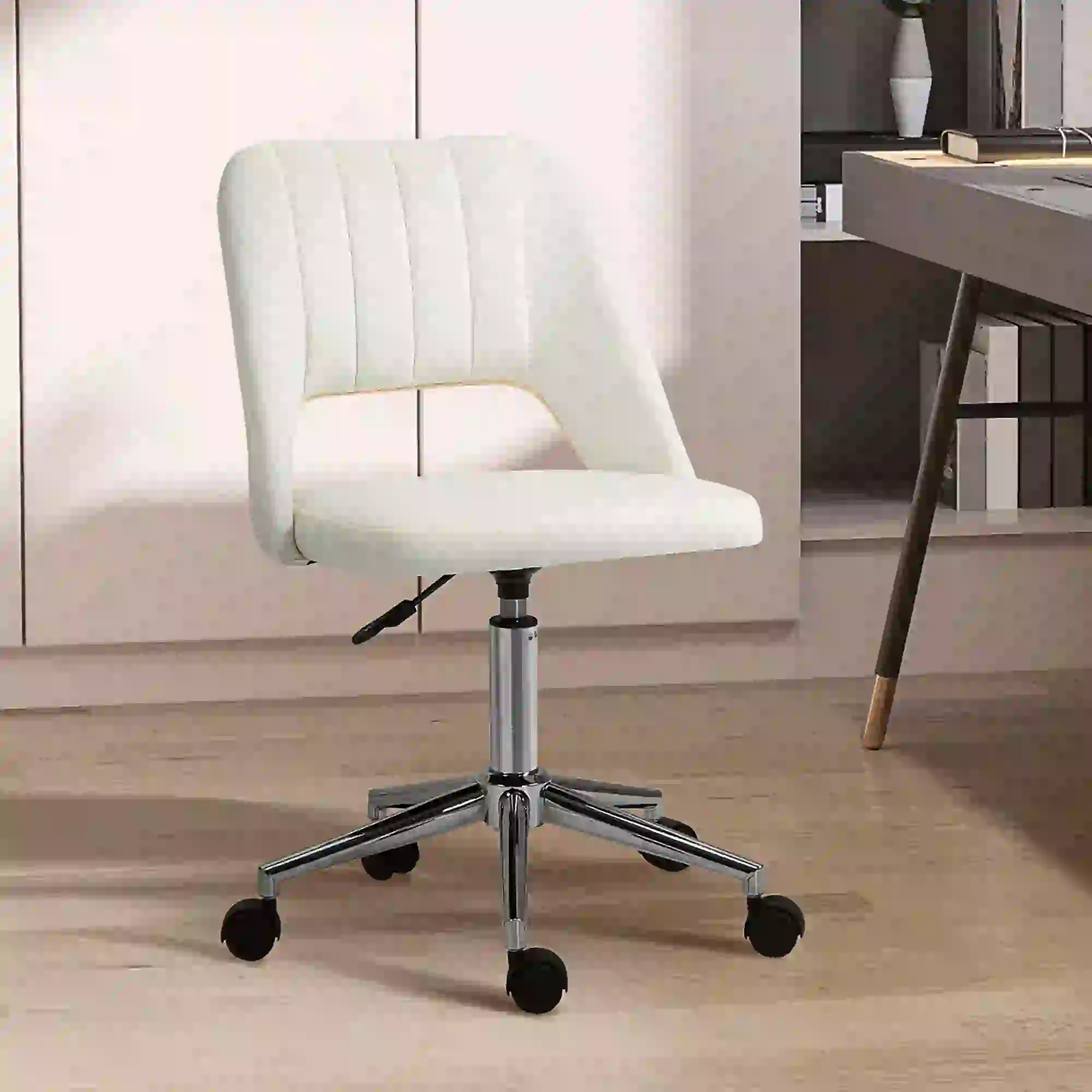Modern Mid Back Office Chair with Velvet Fabric, Swivel Computer ...