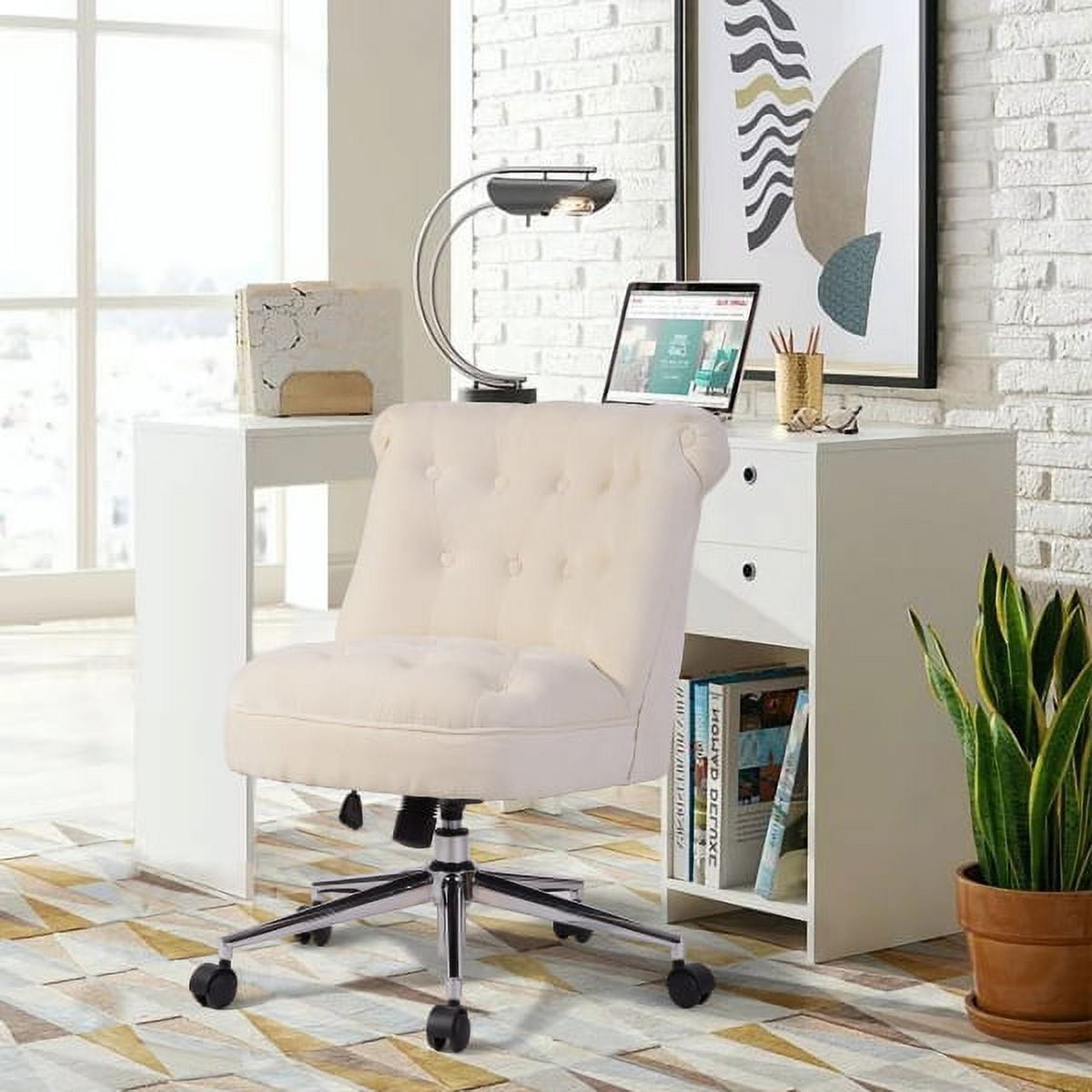 Modern Mid-Back Tufted Velvet Fabric Computer Desk Chair,360 Swivel ...