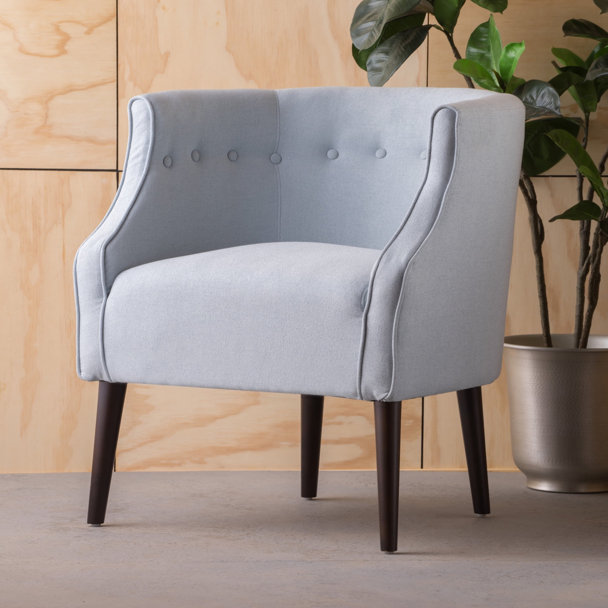 Modern Mid-Century Accent Chair with Button-Tufted Back, Tonal Piping ...