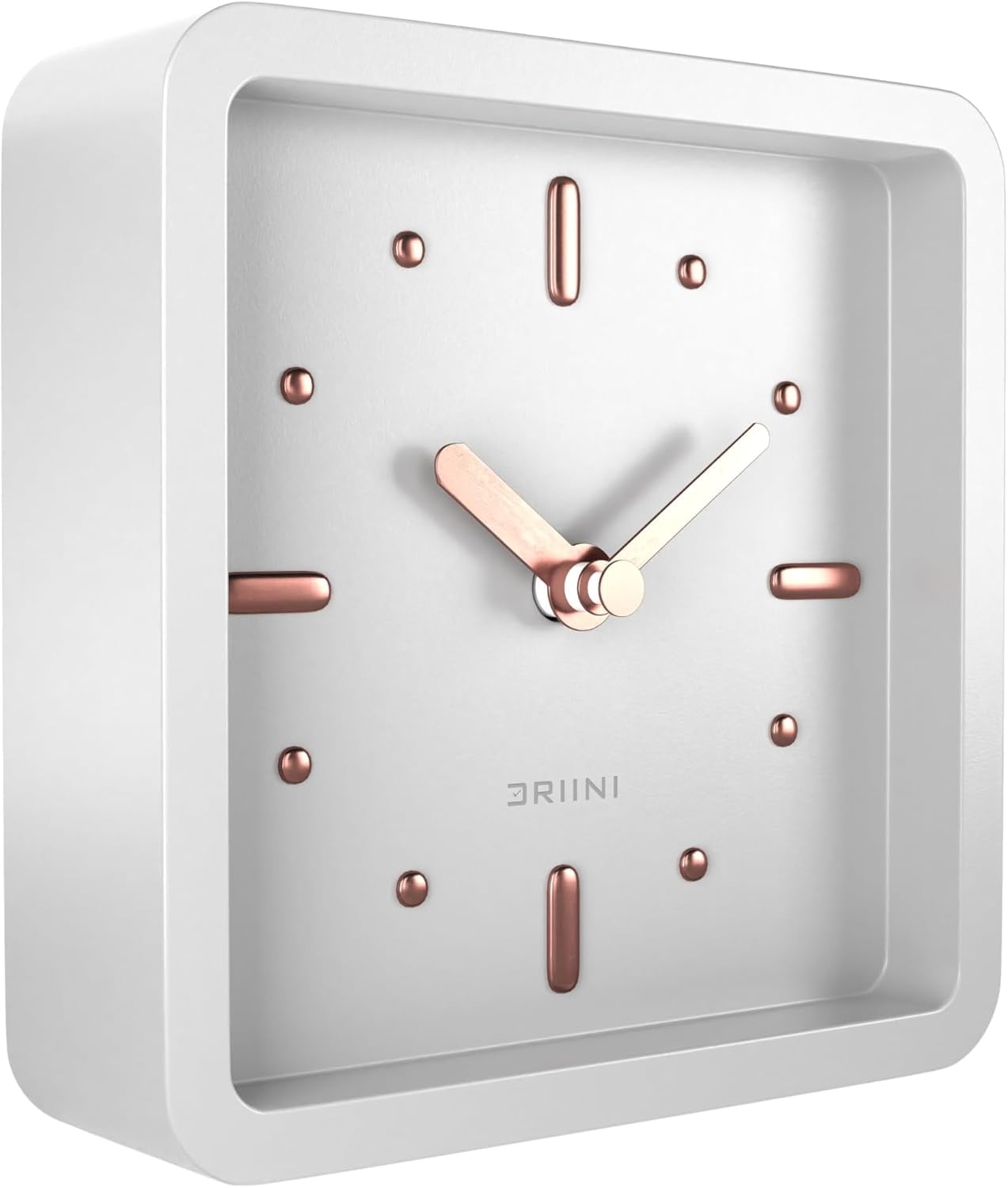 Modern Mid Century Desk & Shelf Clock (White Rose Gold) - Battery ...