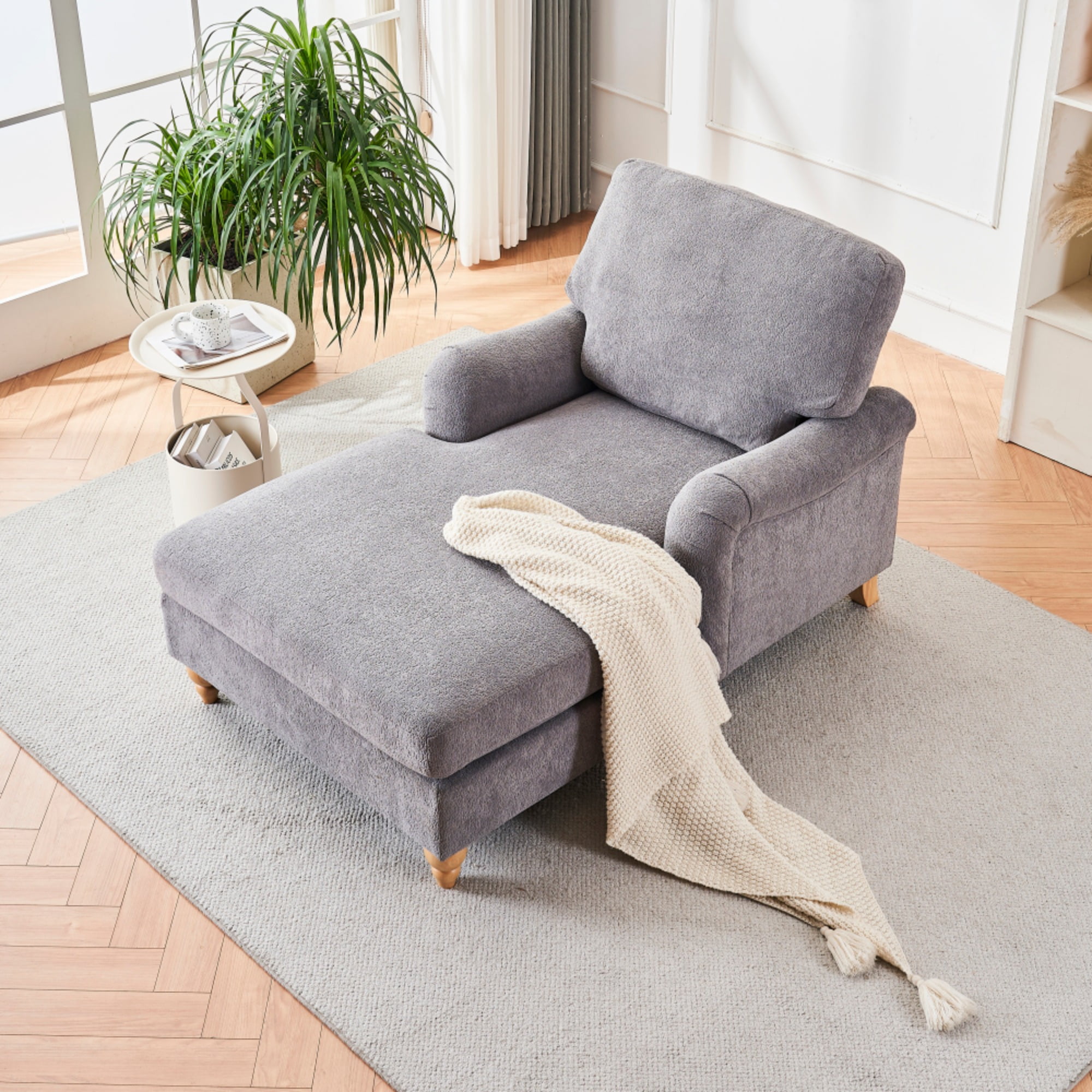 Modern Mid-Century Indoor Oversized Chaise Lounger Comfort Sleeper Sofa ...