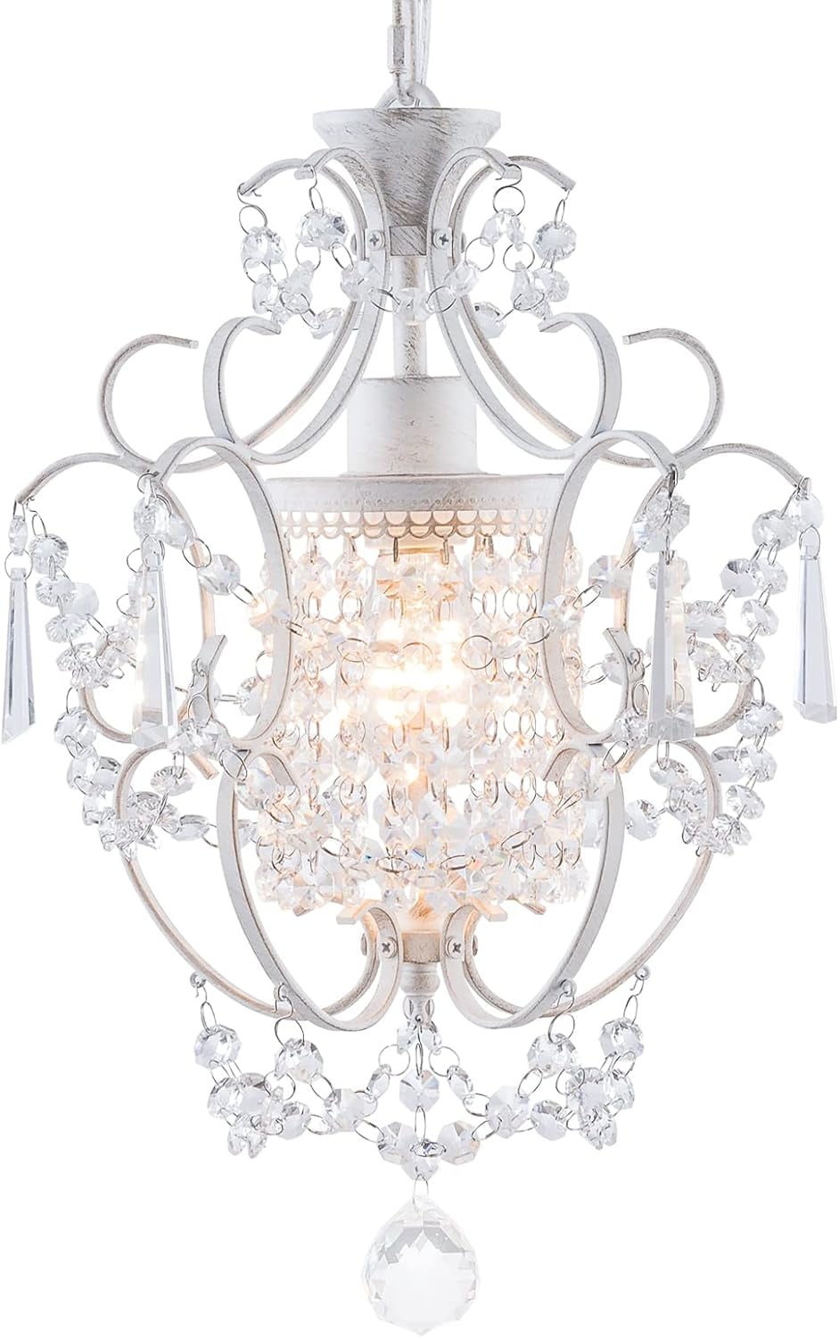 Modern Mini Chandelier, White Retro Crystal Light Fixtures Ceiling ...