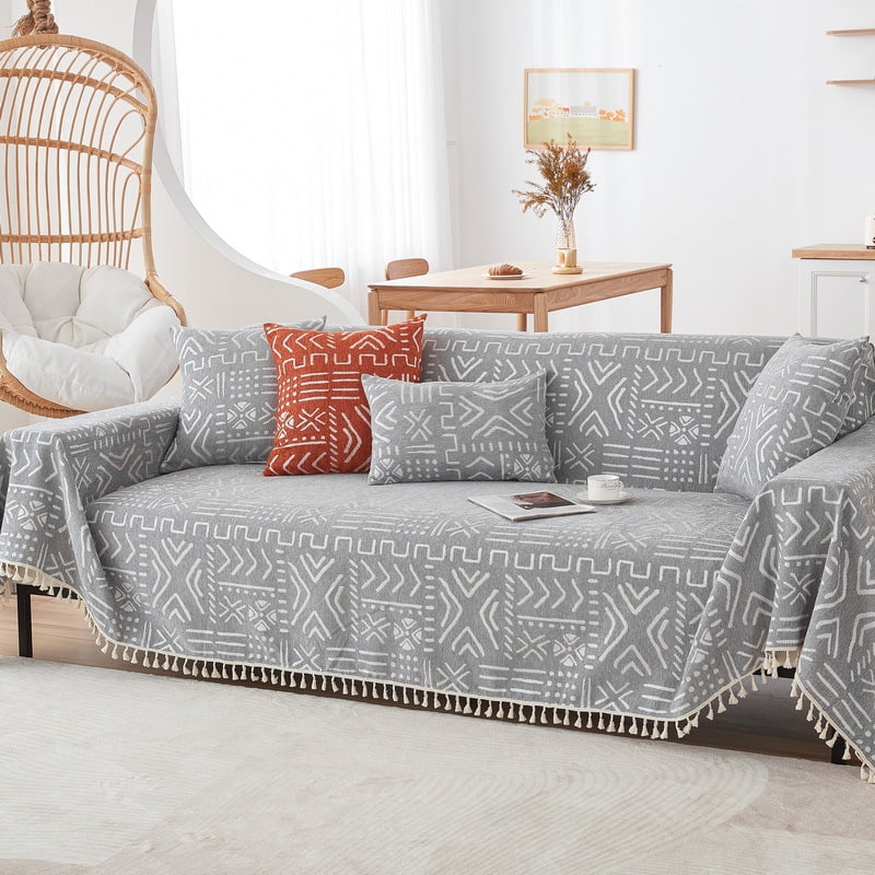 Modern Minimalism Couch Cover, Boho Furniture Sofa Slipcover, Chenille ...