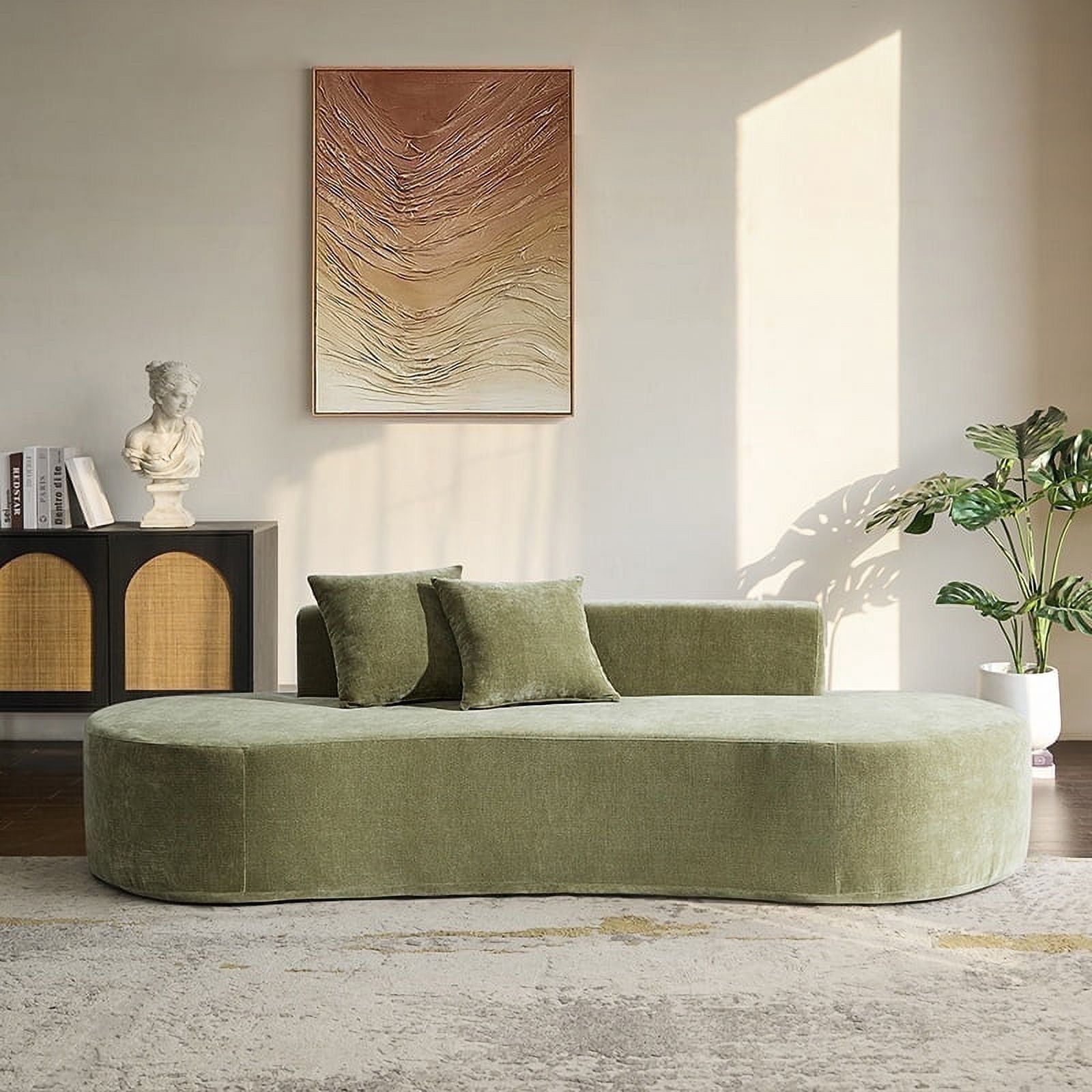 Tina's Home Modern Minimalist 3-Seater Olive Sofa for Adult Living Room ...