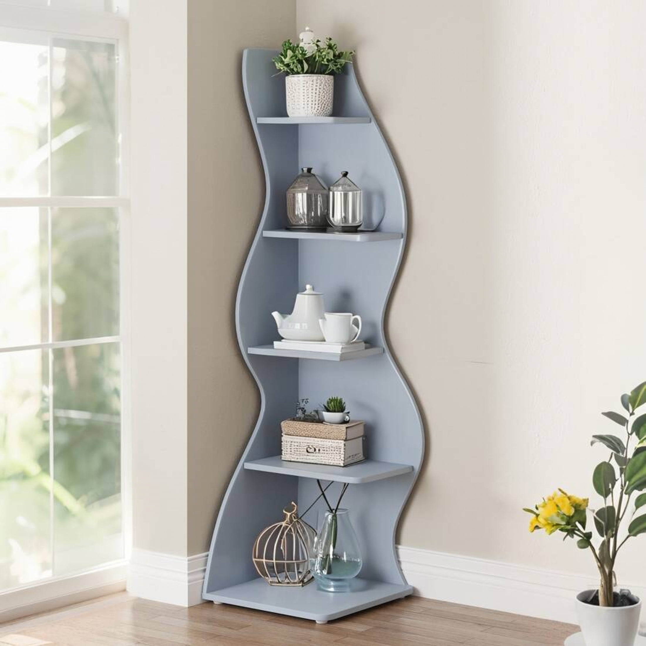 Modern Minimalist 5-Layer Corner Bookshelf, Corner Bookshelf, Display ...