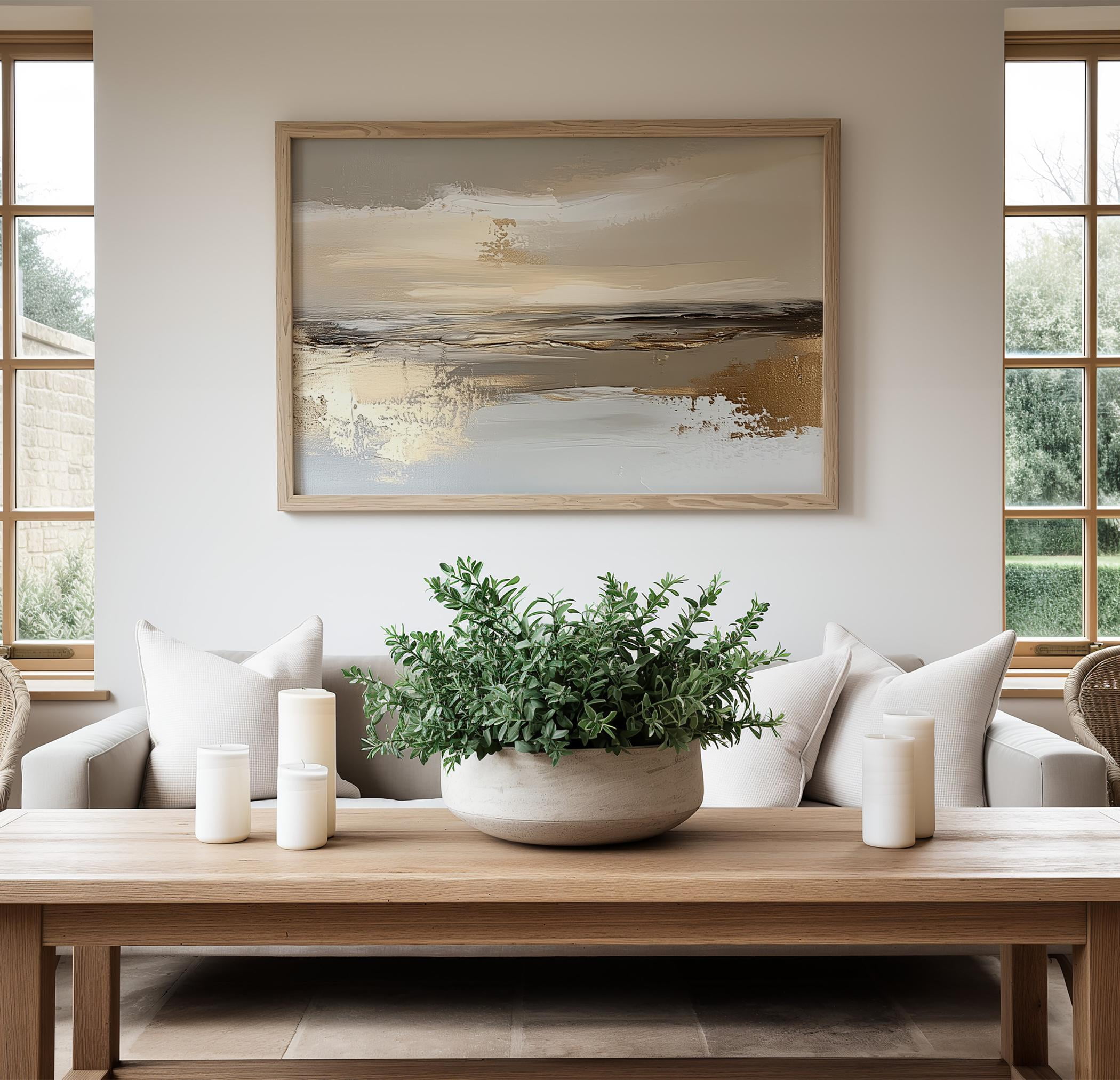 Modern Minimalist Abstract Art | Neutral Gold, Beige, Black, And Grey ...