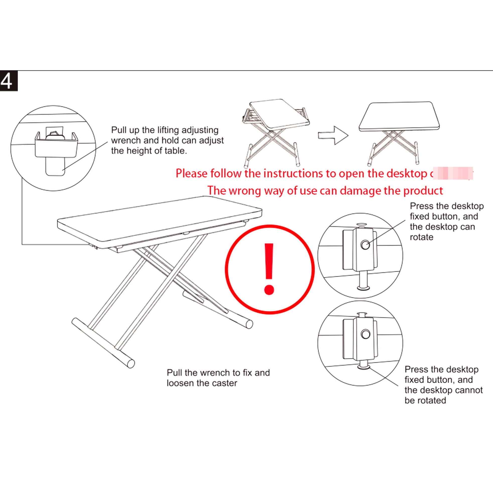 Modern Minimalist Adjustable Desk - Wood Grain Sticker Desktop & Black ...
