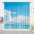Modern Minimalist Art Blue Sky Curtains, Summer Seascape Window ...