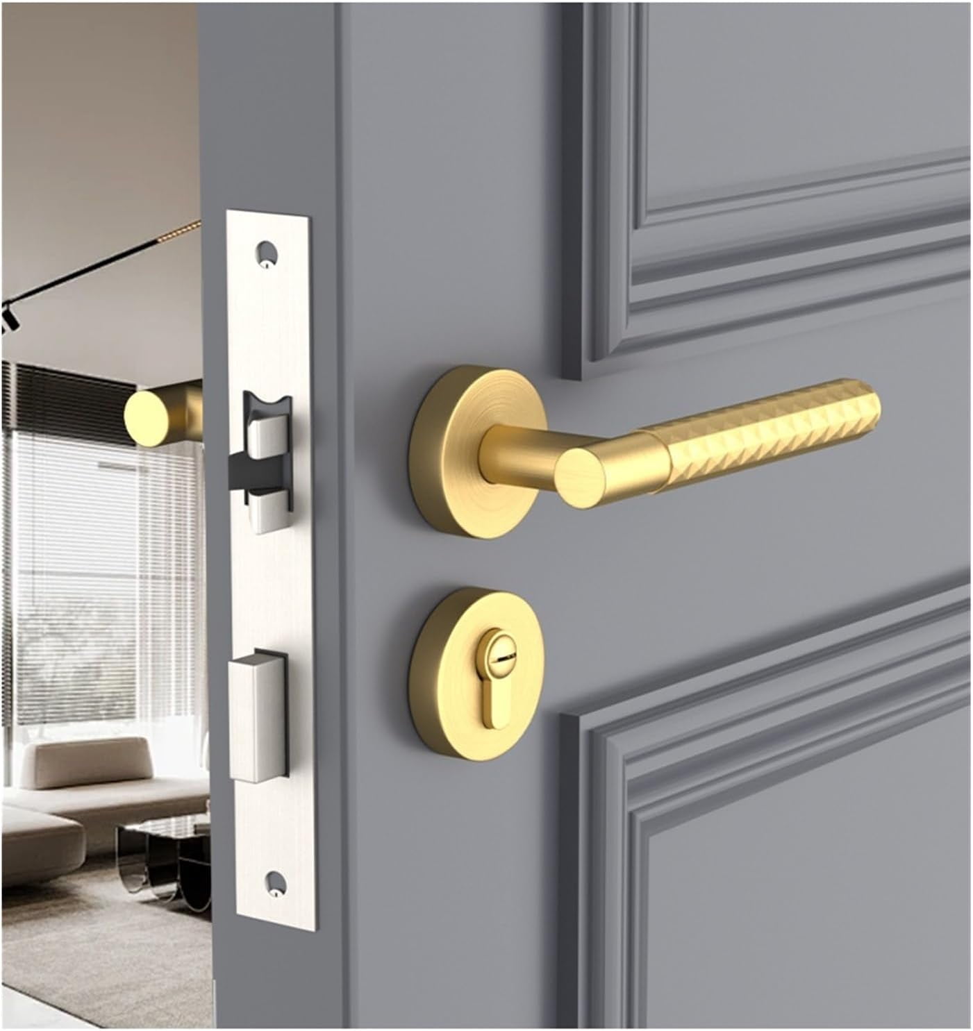 Modern Minimalist Bedroom Interior Door Lock French Light Luxury Black ...