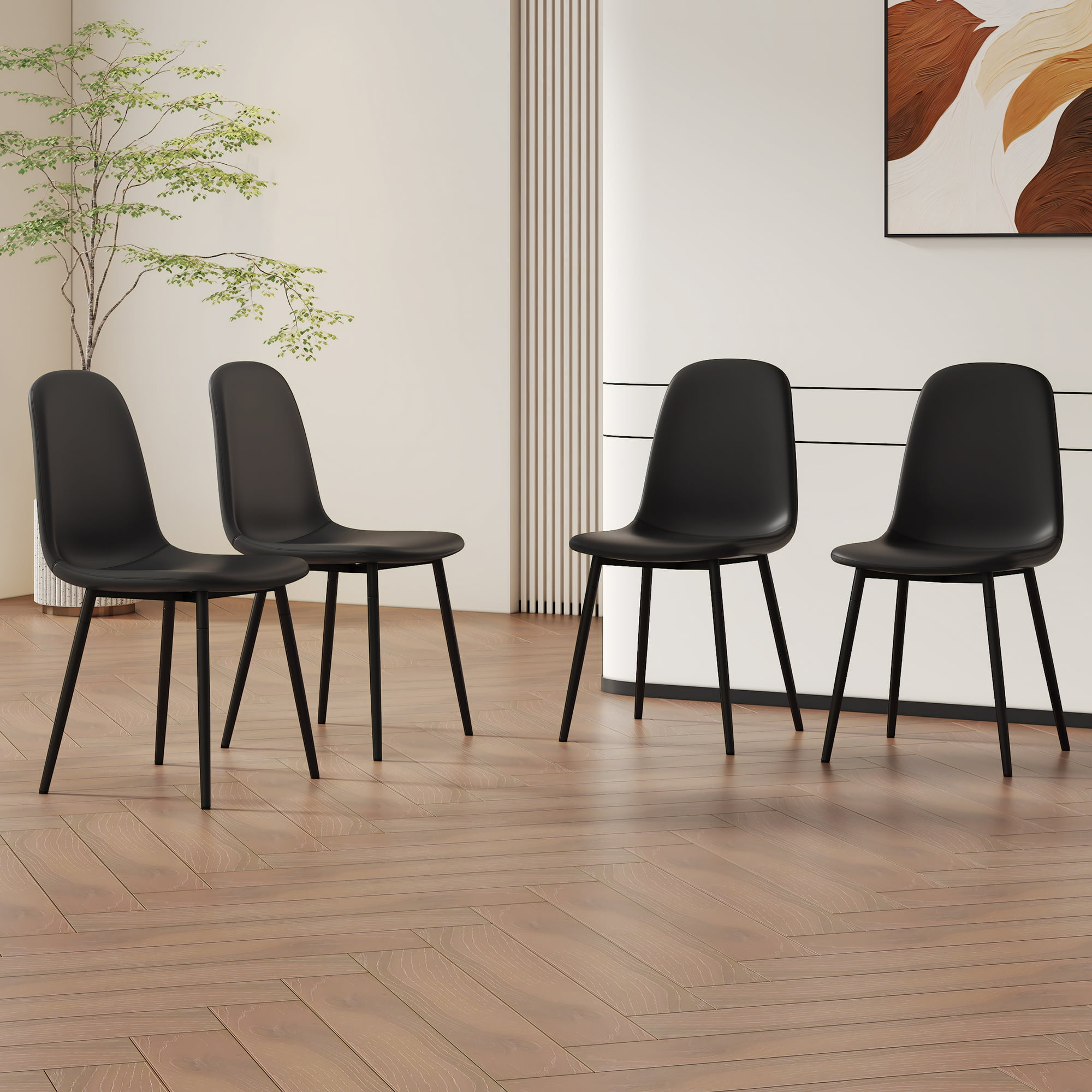 Dining Room Seating Modern Minimalist Black Dining Chair Set - Four ...