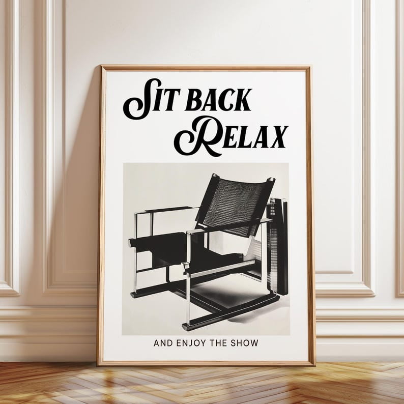 Modern Minimalist Chair Wall Art - Black And White Home Decor Print ...