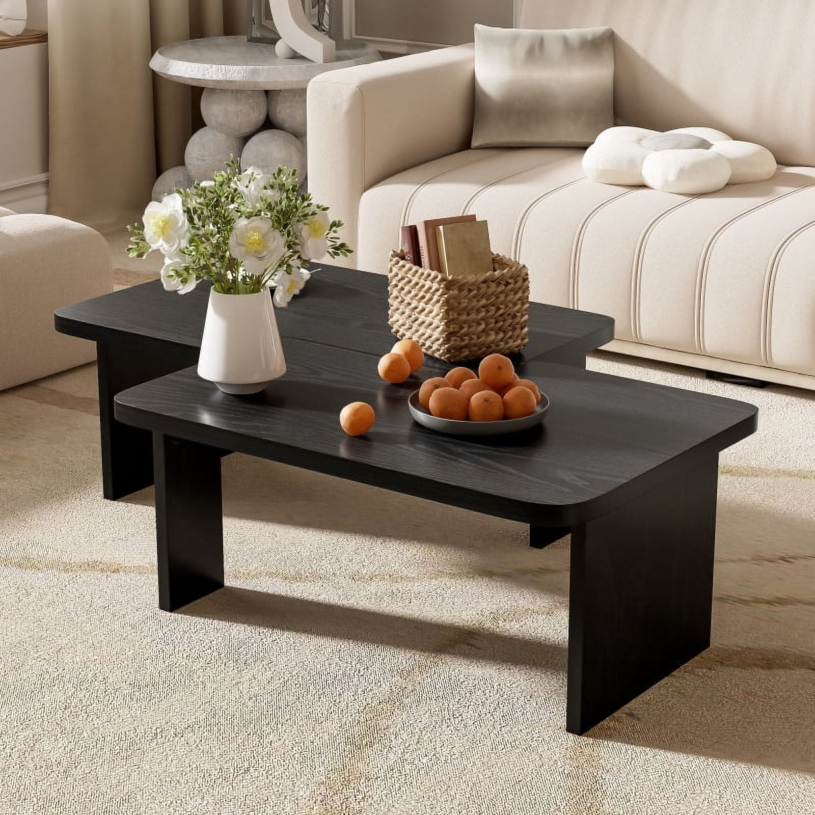 Modern Minimalist Coffee Table Set, Rectangle Coffee Table with ...
