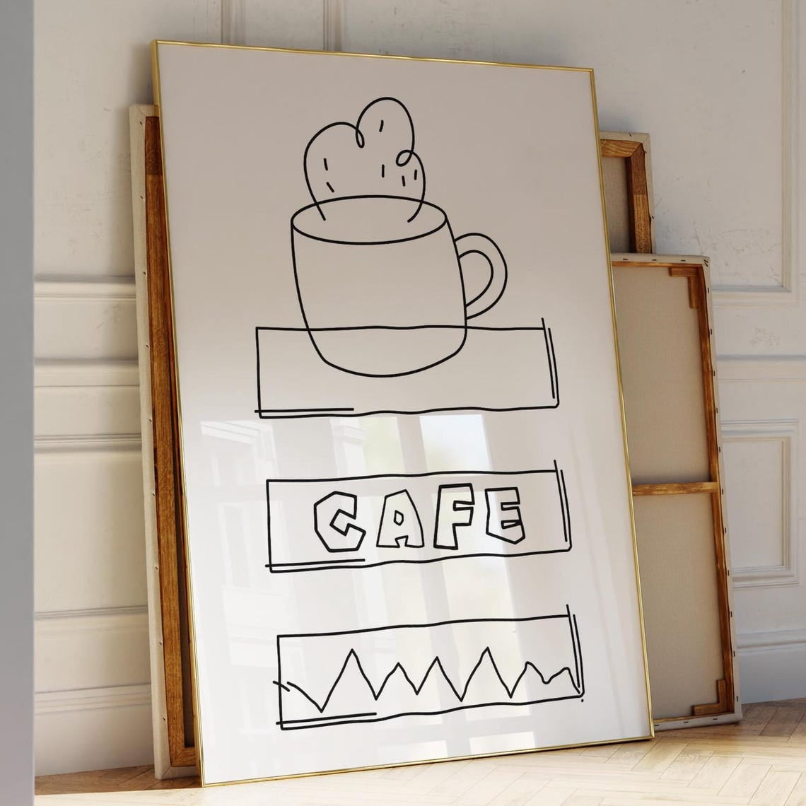 Modern Minimalist Coffee Wall Art – Cafe Line Drawing For Kitchen Decor ...