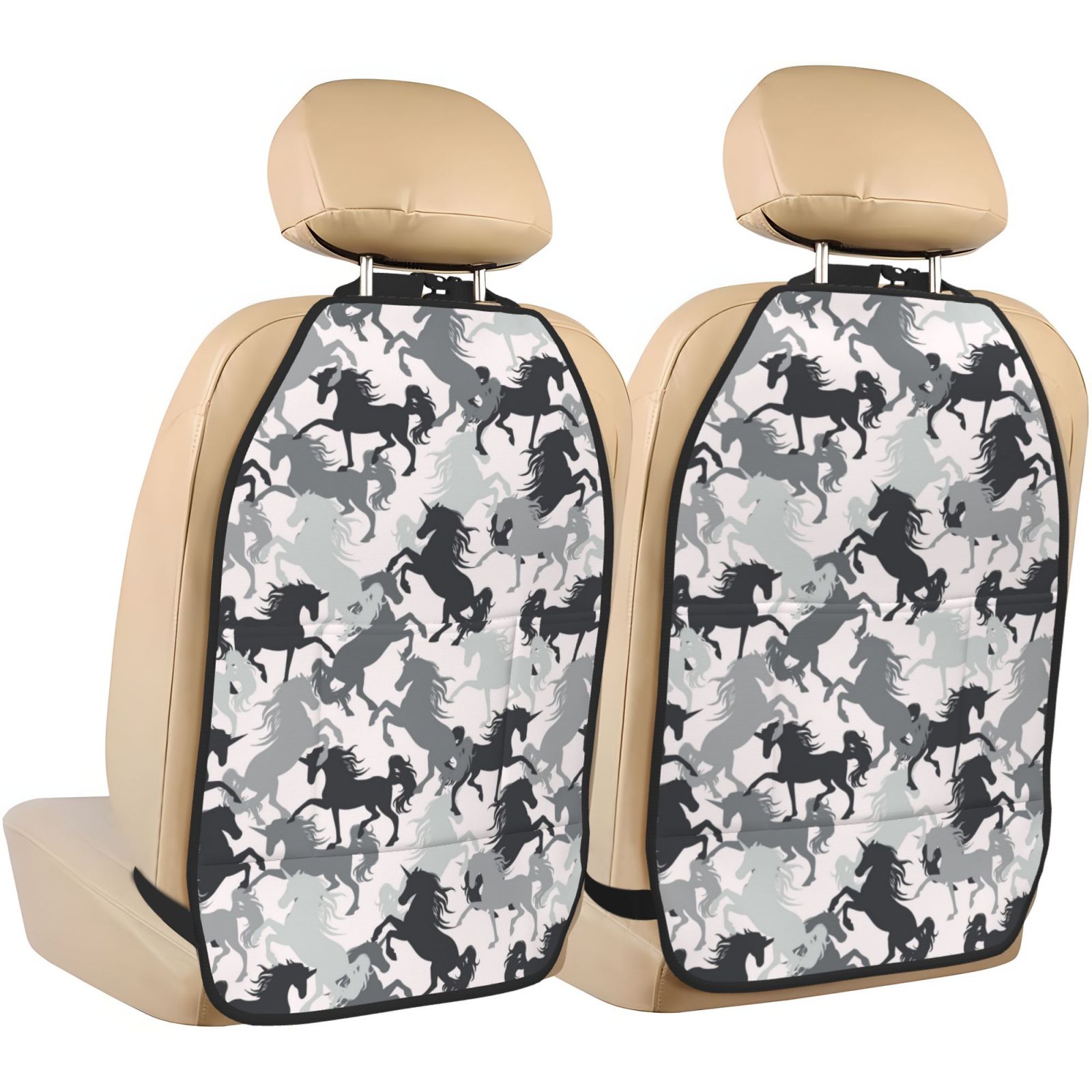Modern Minimalist Cool Horse Backseat Car Organizer, 2 Pack Kick Mats ...