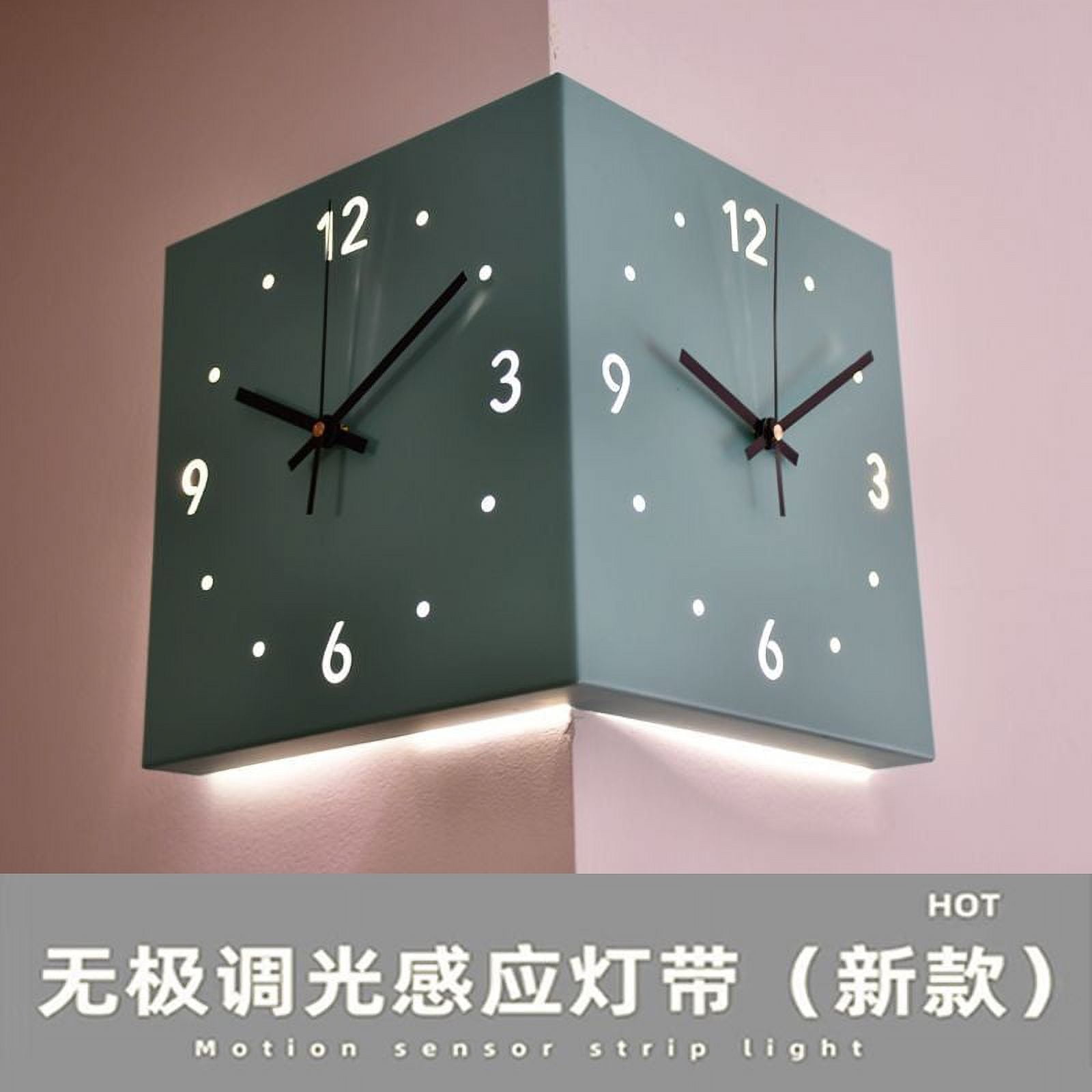 Lu R Modern Minimalist Creative Corner Double-Sided Wall Clock Two-Side ...