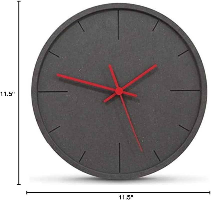 Modern Minimalist Dark Concrete Silent Wall Clock (Red Hands) - Walmart.com