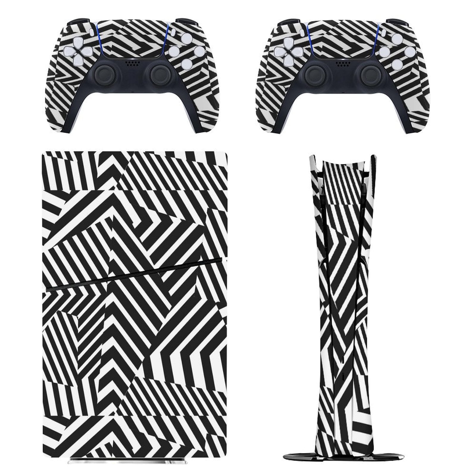 Modern Minimalist Dazzle Black And White Stripes PS5/PS5 Pro/PS5 Slim ...