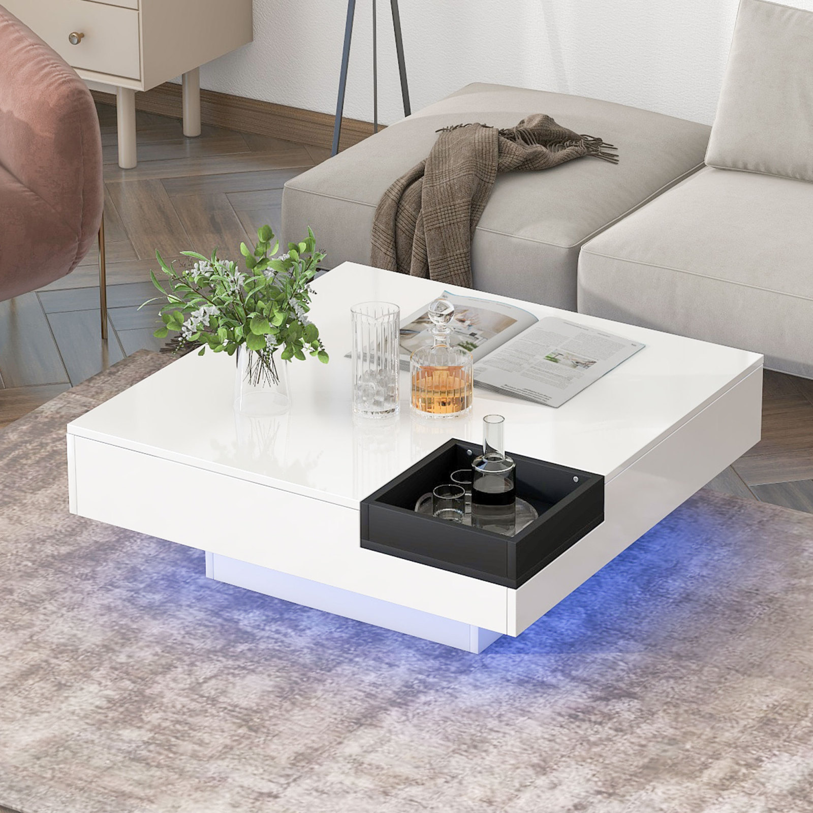 Modern Minimalist Design 31.5*31.5in Square Coffee Table with ...