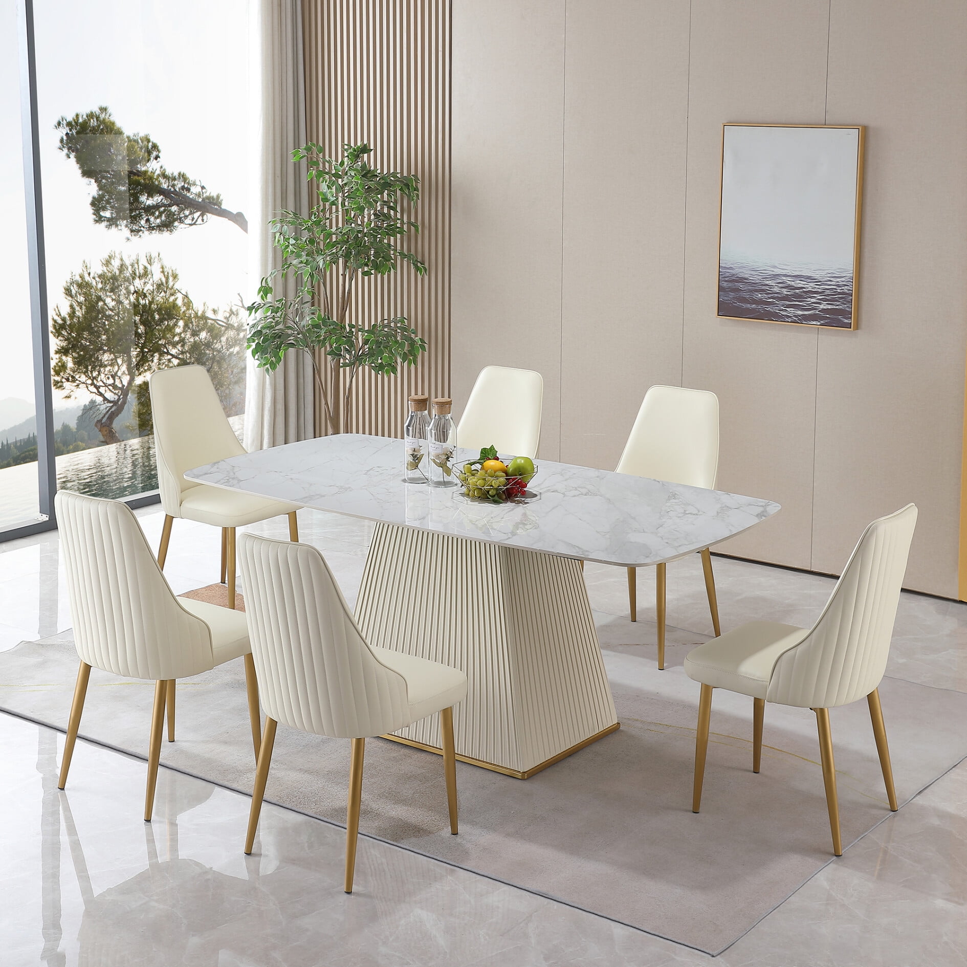 Modern Minimalist Dining Table Set, Rectangle Kitchen Table Set,71 ...