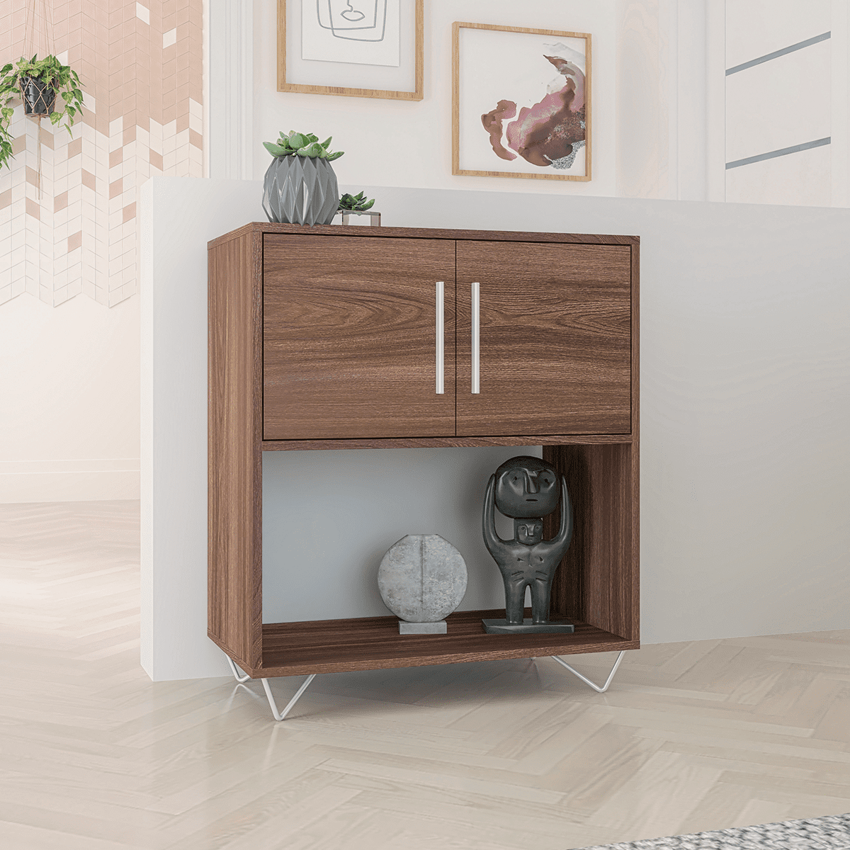Modern Minimalist Easy to Assemble Storage Cabinet with 2 Doors and ...