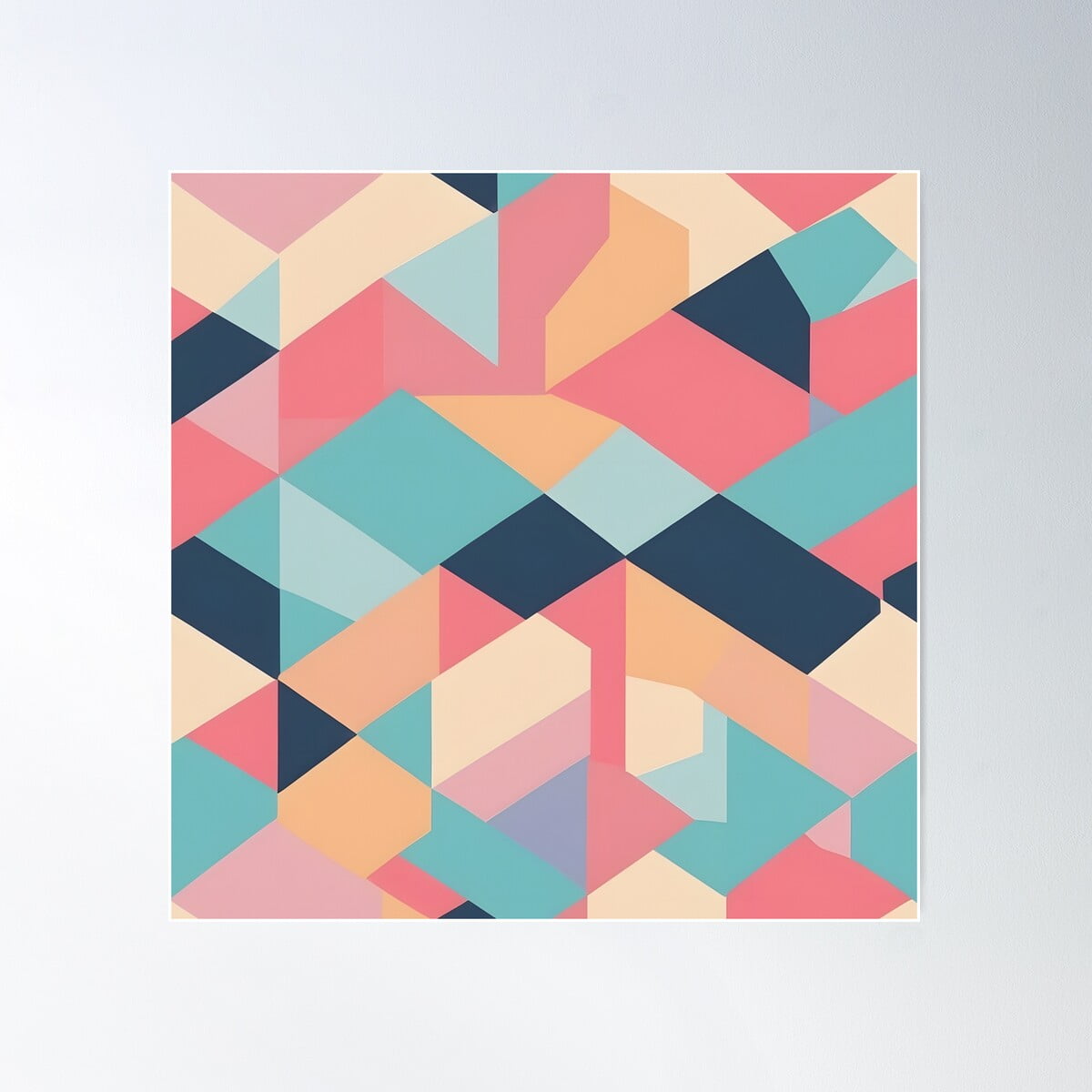 Modern Minimalist Geometric Pattern With Soft Pastels Poster Wall Art, Modern Wall Decor For ...