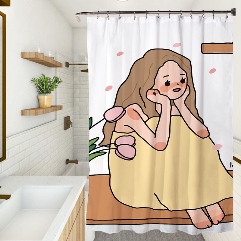 Modern Minimalist Girly Style Animation Shower Curtain Set - Walmart.com