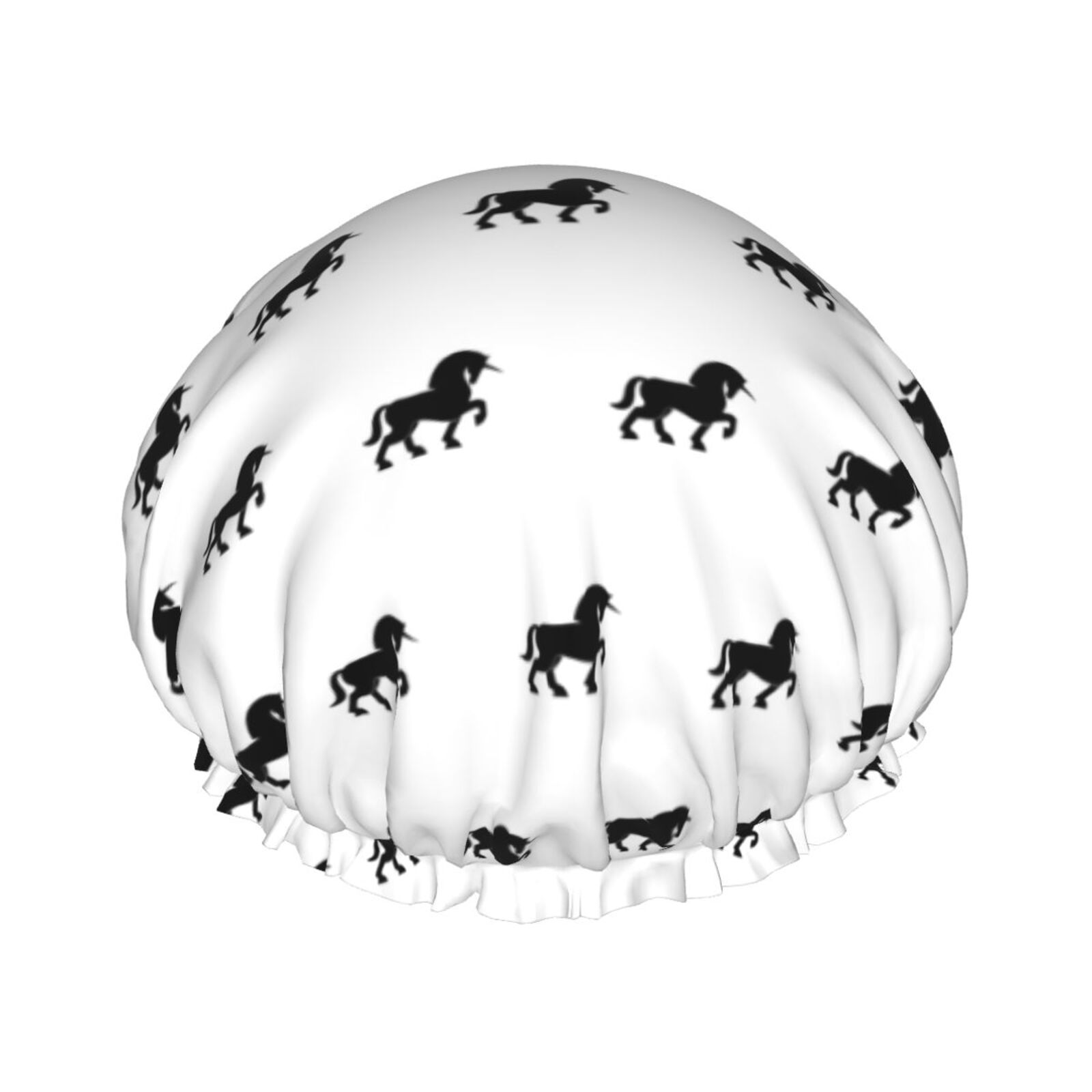 Modern Minimalist Horse Black Shower Cap, Reusable Bath Hair Hat for ...