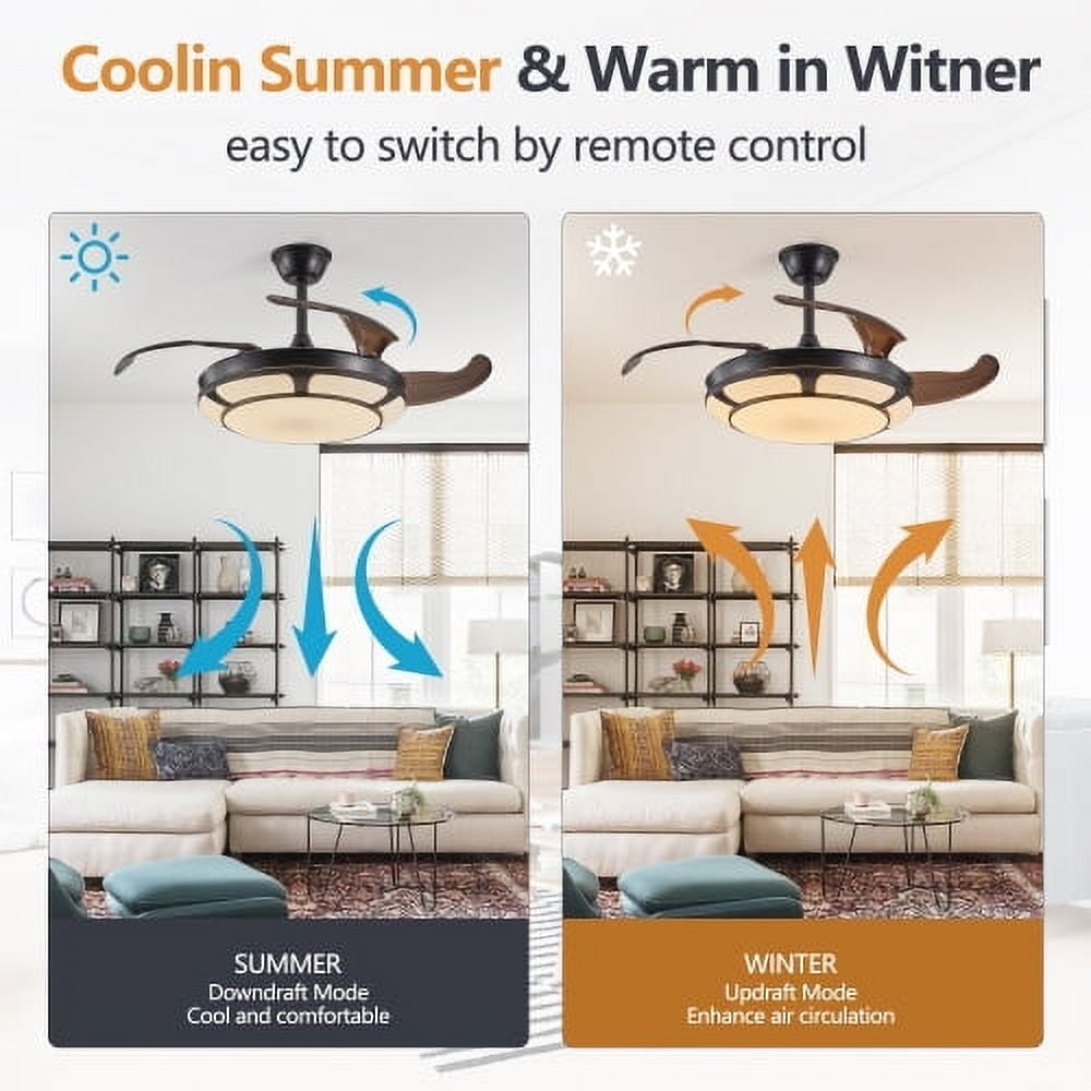 Modern Minimalist Invisible Ceiling Fan Light - Retractable Fan With ...
