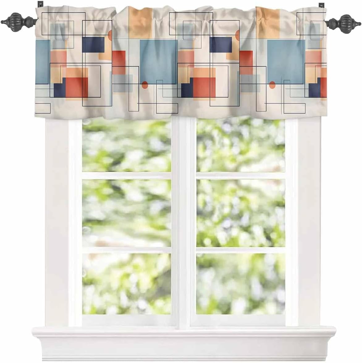 Modern Minimalist Kitchen Valance,Abstract Art Window Valances,Retro ...
