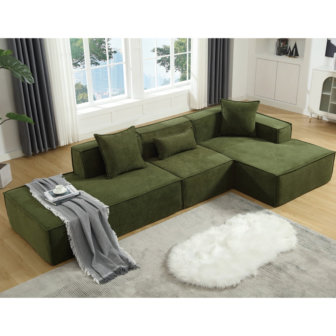 Modern Minimalist L-Shaped Modular Sofa Set with Italian Tofu Block ...