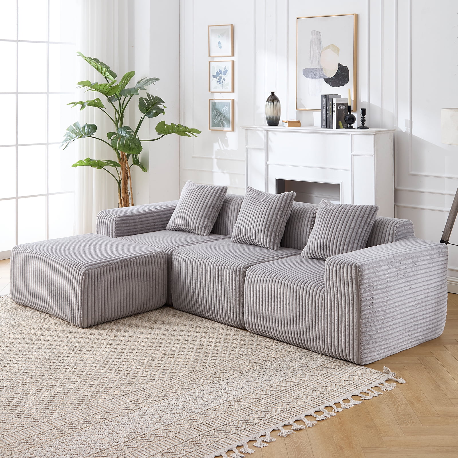 Modern Minimalist Modular Sectional Sofa, L-Shape Upholstered Cloud ...
