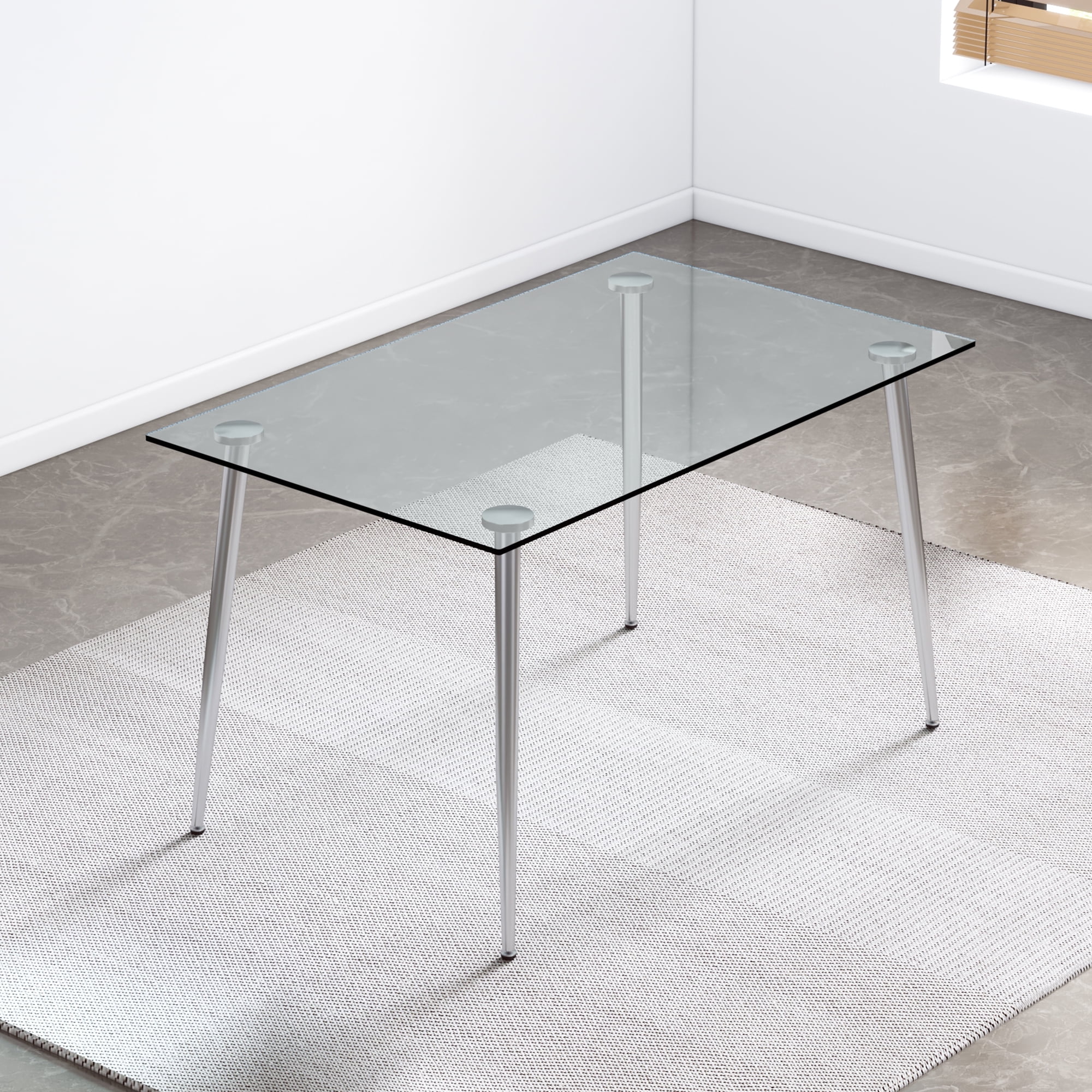 Modern Minimalist Rectangular Glass Dining Table for 4-6 with 0.31 ...