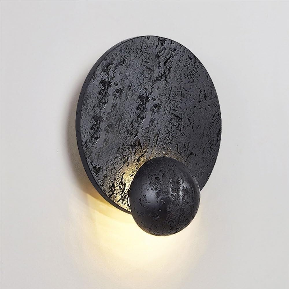 Modern Minimalist Round Natural Stone Wall Lamp Art Deco Style ...