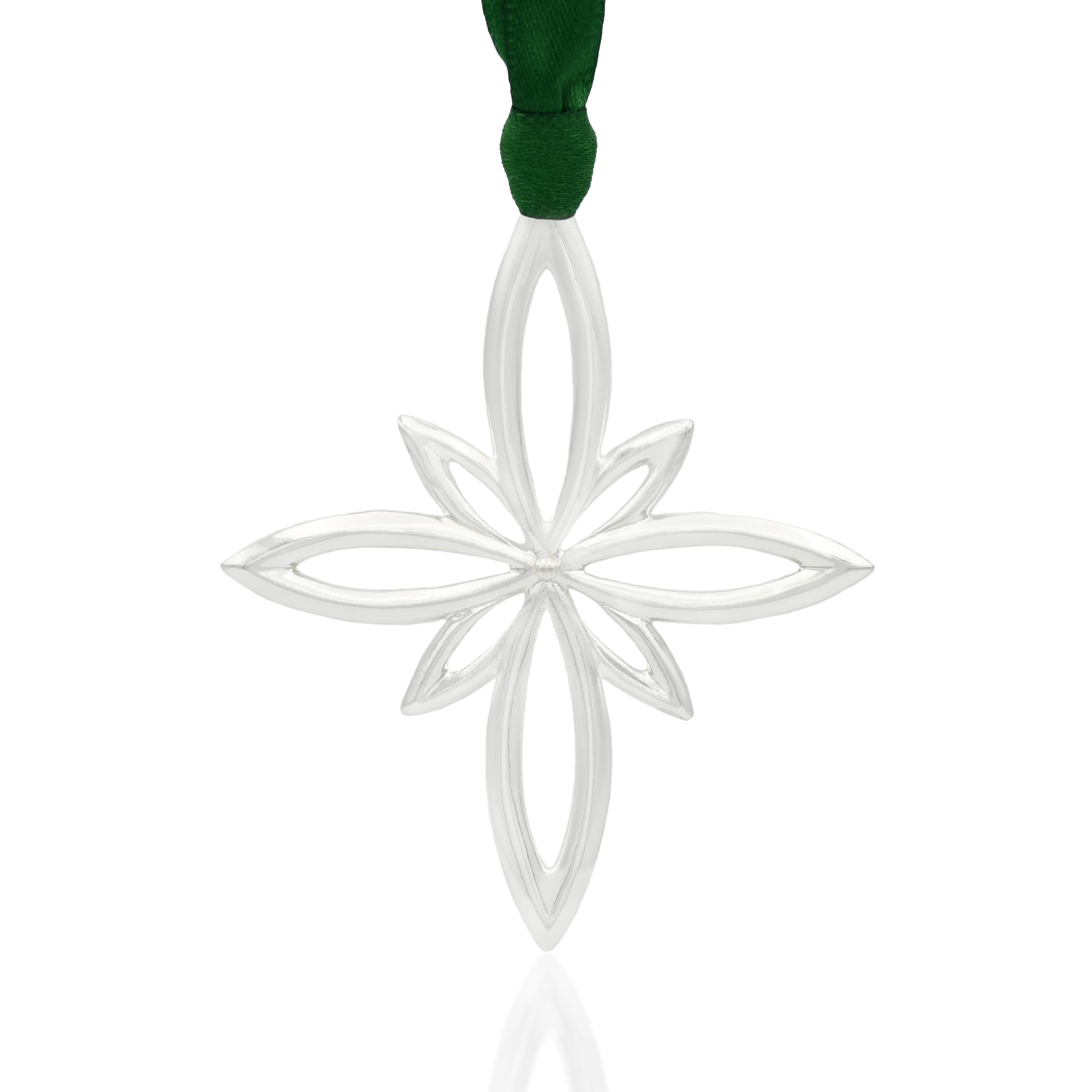 Modern Minimalist Starburst Cross Silver Metal Christmas Ornament ...