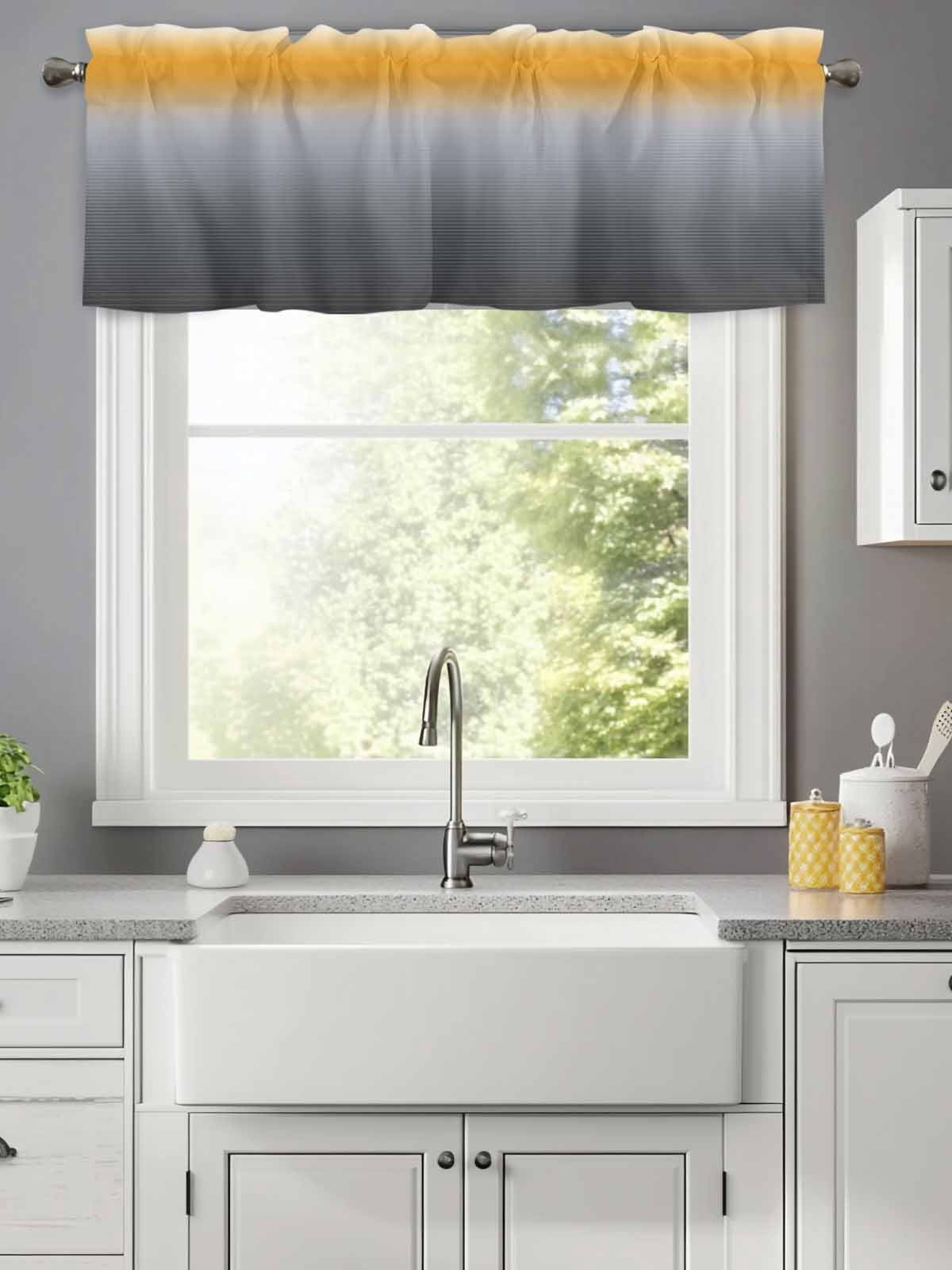Modern Minimalist Stripe Art Valances for Windows,Rod Pocket Valance ...
